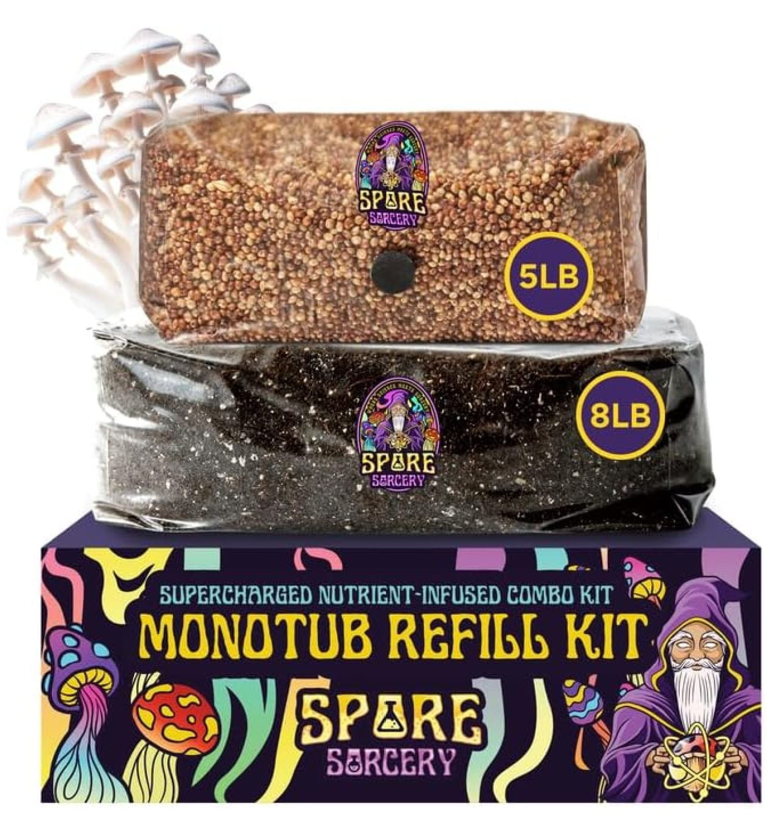 13 LB Monotub Refill Kit | Includes: 5 LB Sterilized Milo Sorghum Grain ...