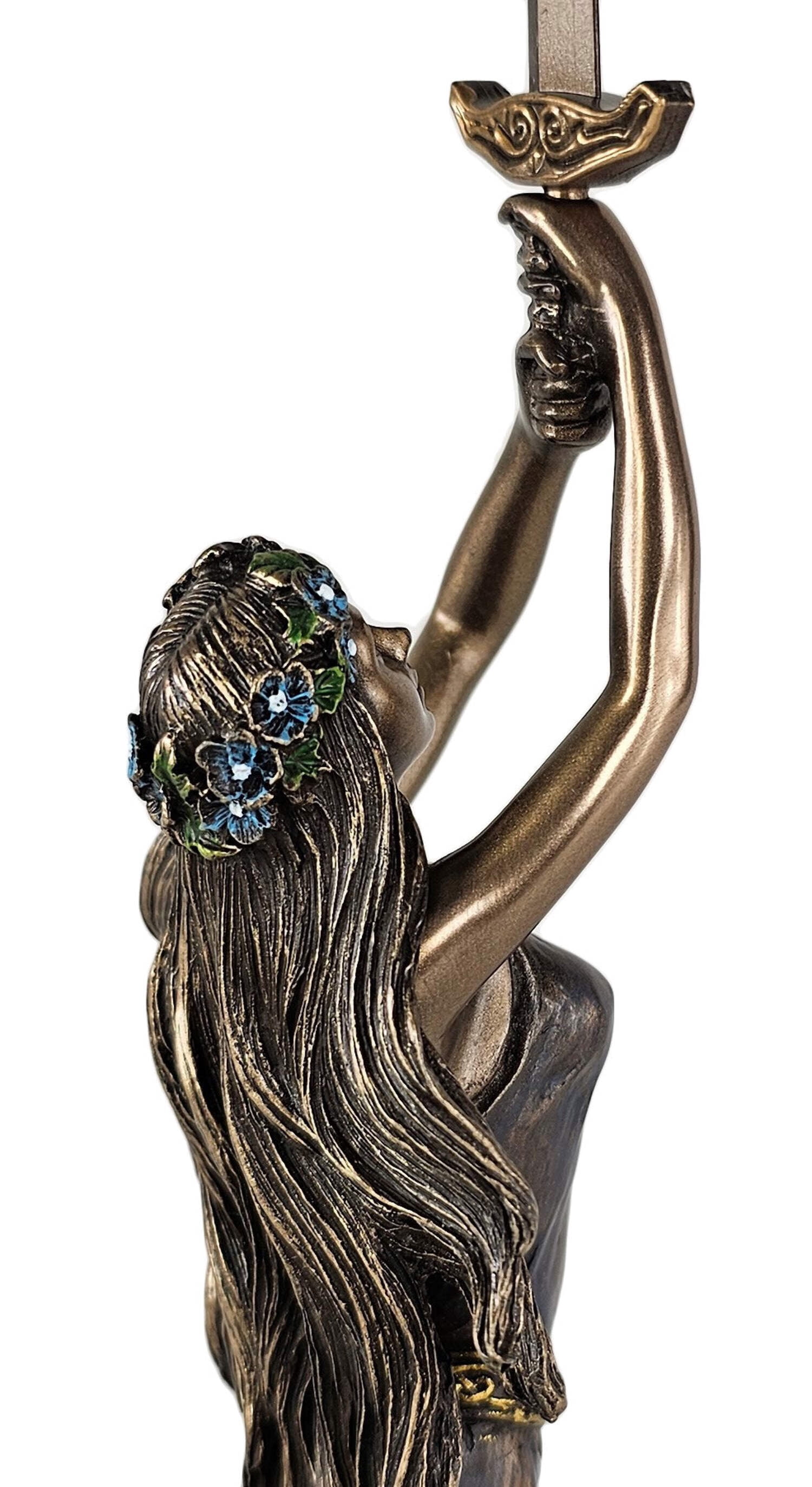 13" Lady of the Lake Viviane Holding Excalibur Sword Statue Bronze ...