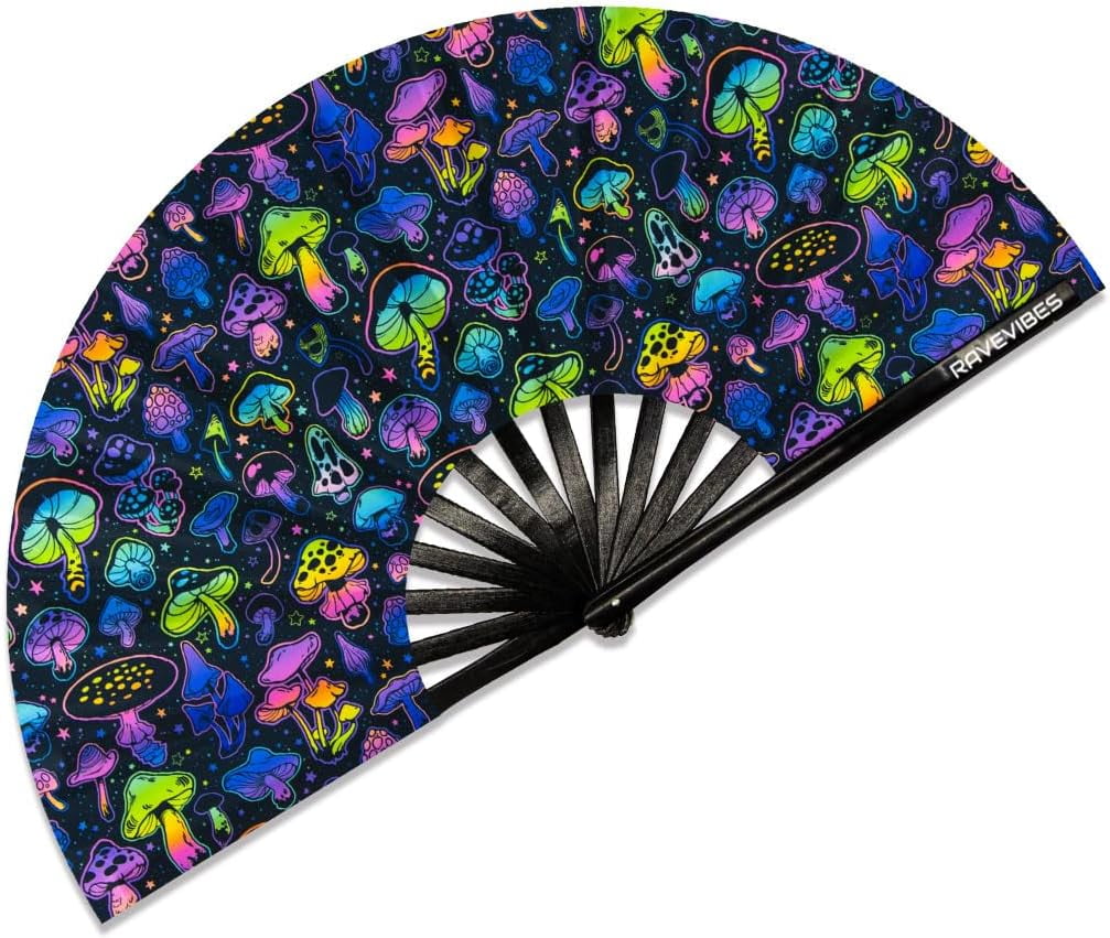 13" Large Rave Fan Folding Hand Fan, Bamboo Festival Clack Fan Foldable ...