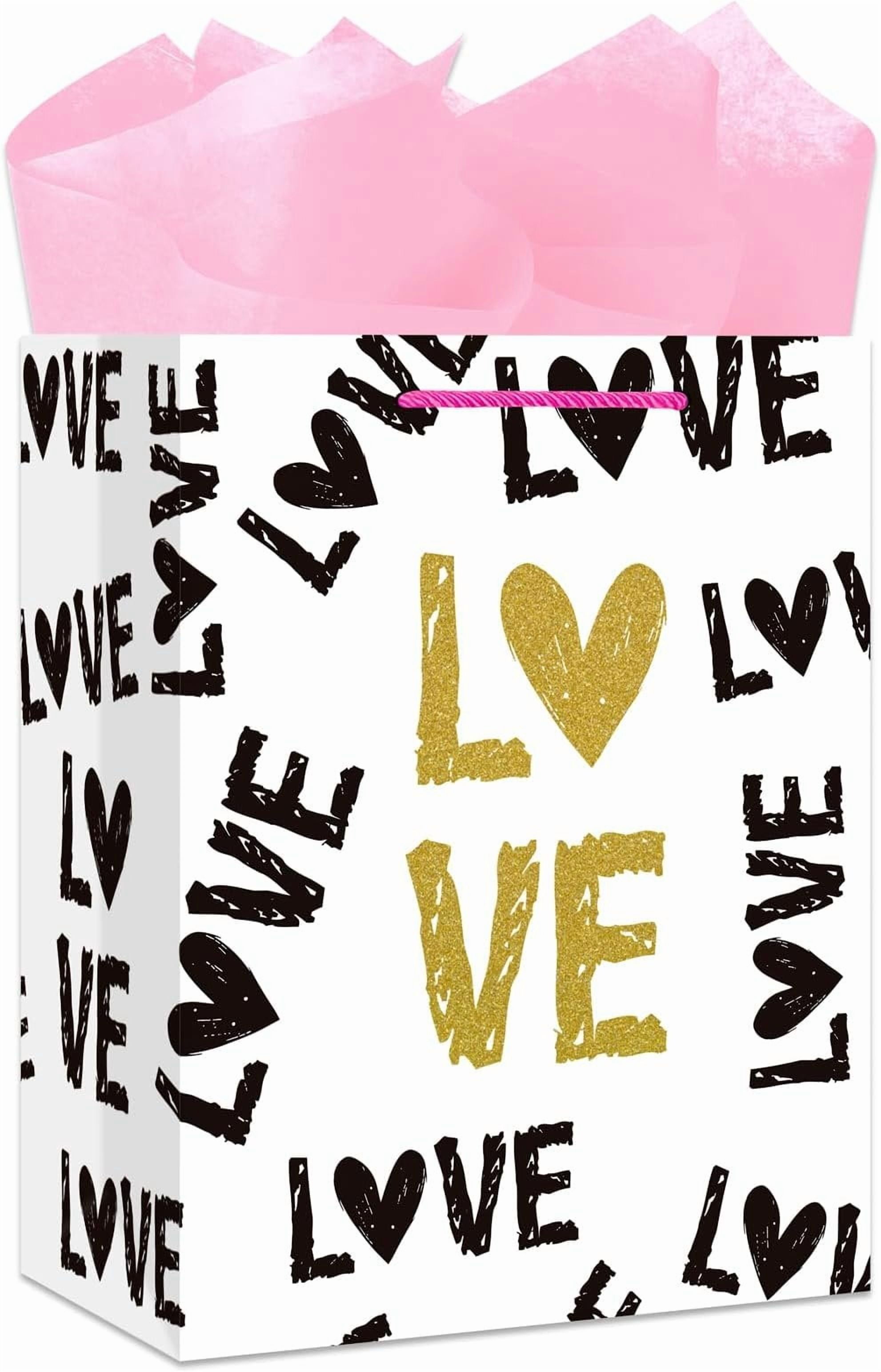 13" Large Valentines Day Bag with 2 Tissue Paper Valentines Day Paper ...
