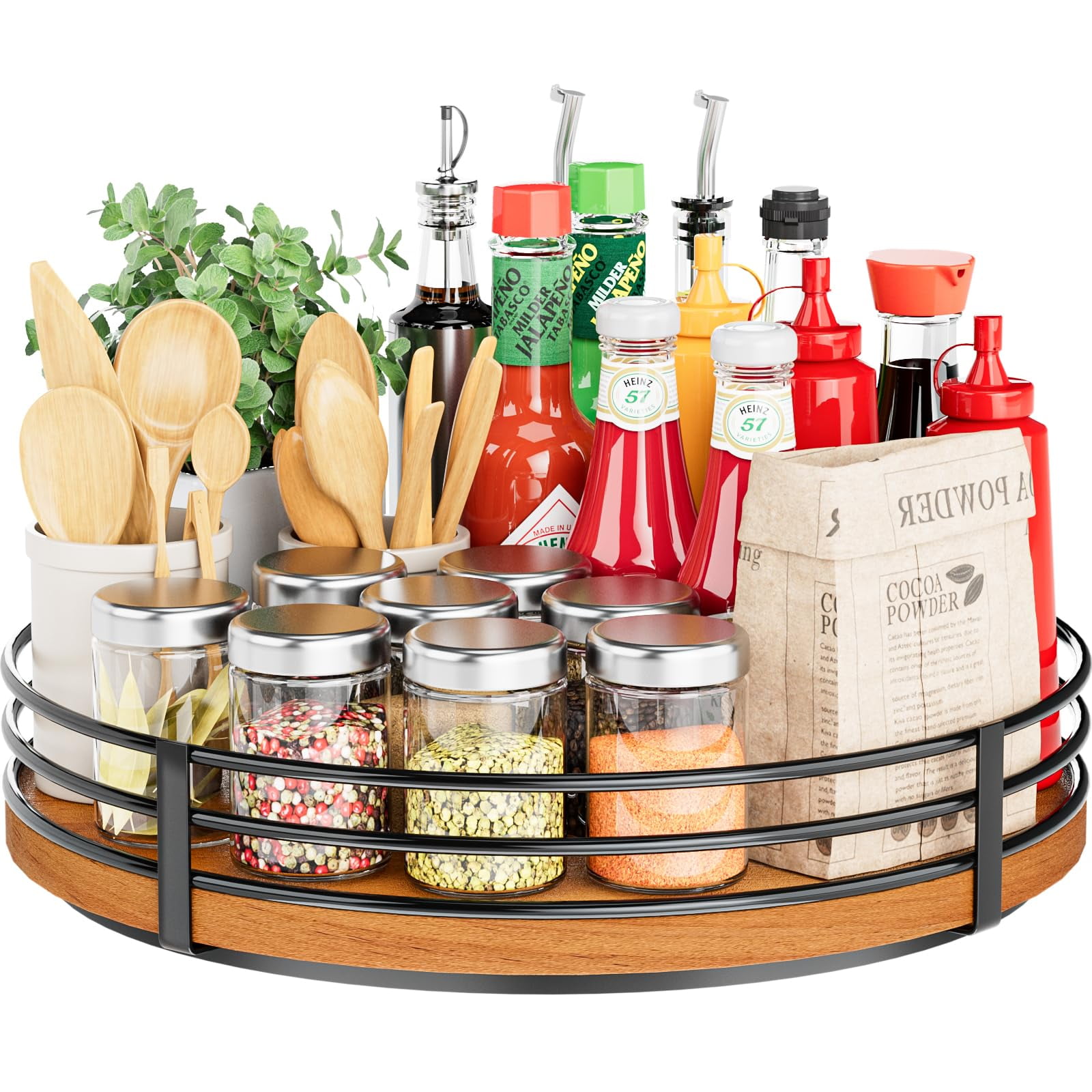 13" Lazy Susan Turntable Organizer - Wood Round Lazy Susan for Cabinet ...