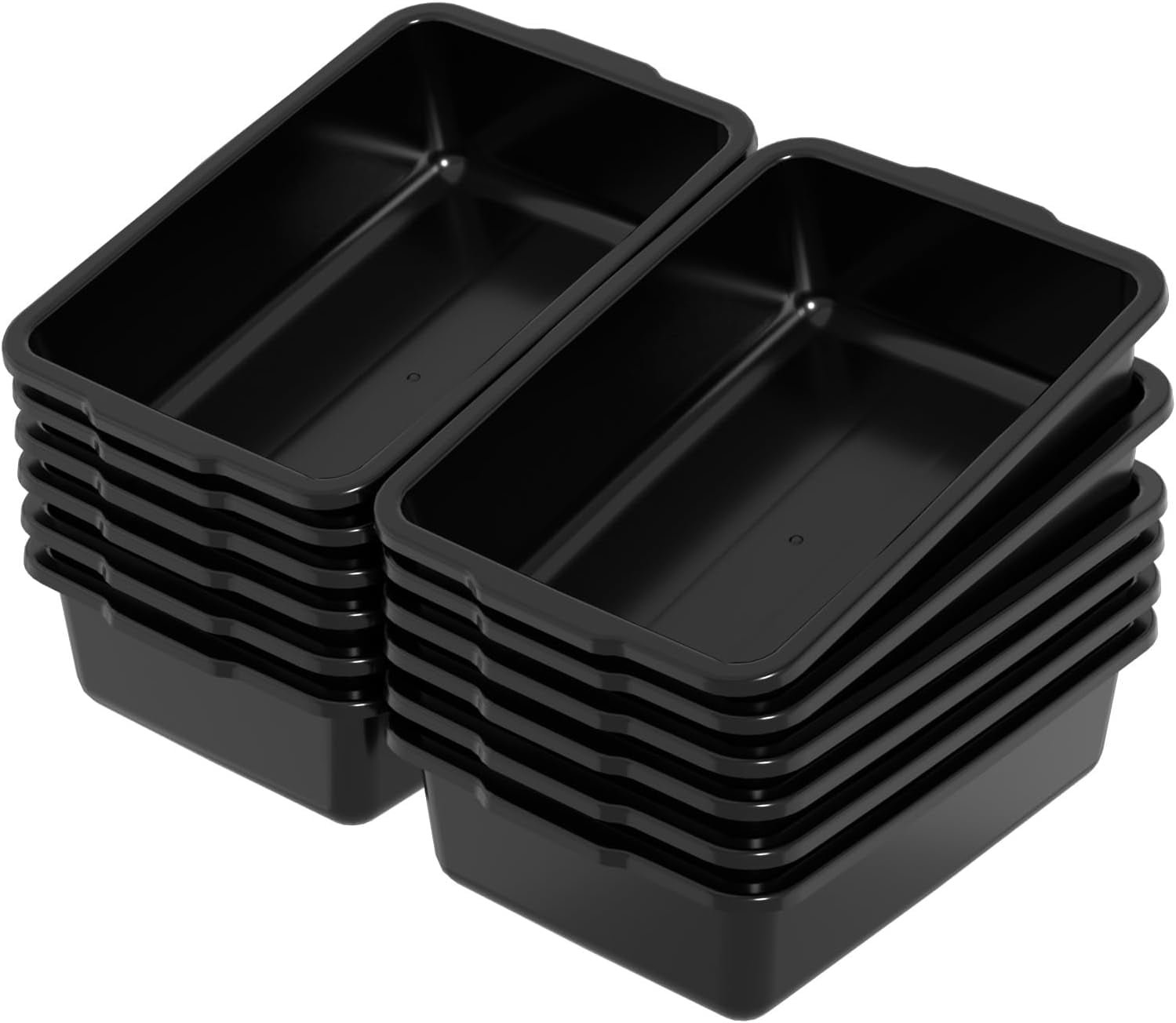 13 Liter Commercial Tote Box, 12-Pack Plastic Bus Tubs Bus Boxes, Black ...