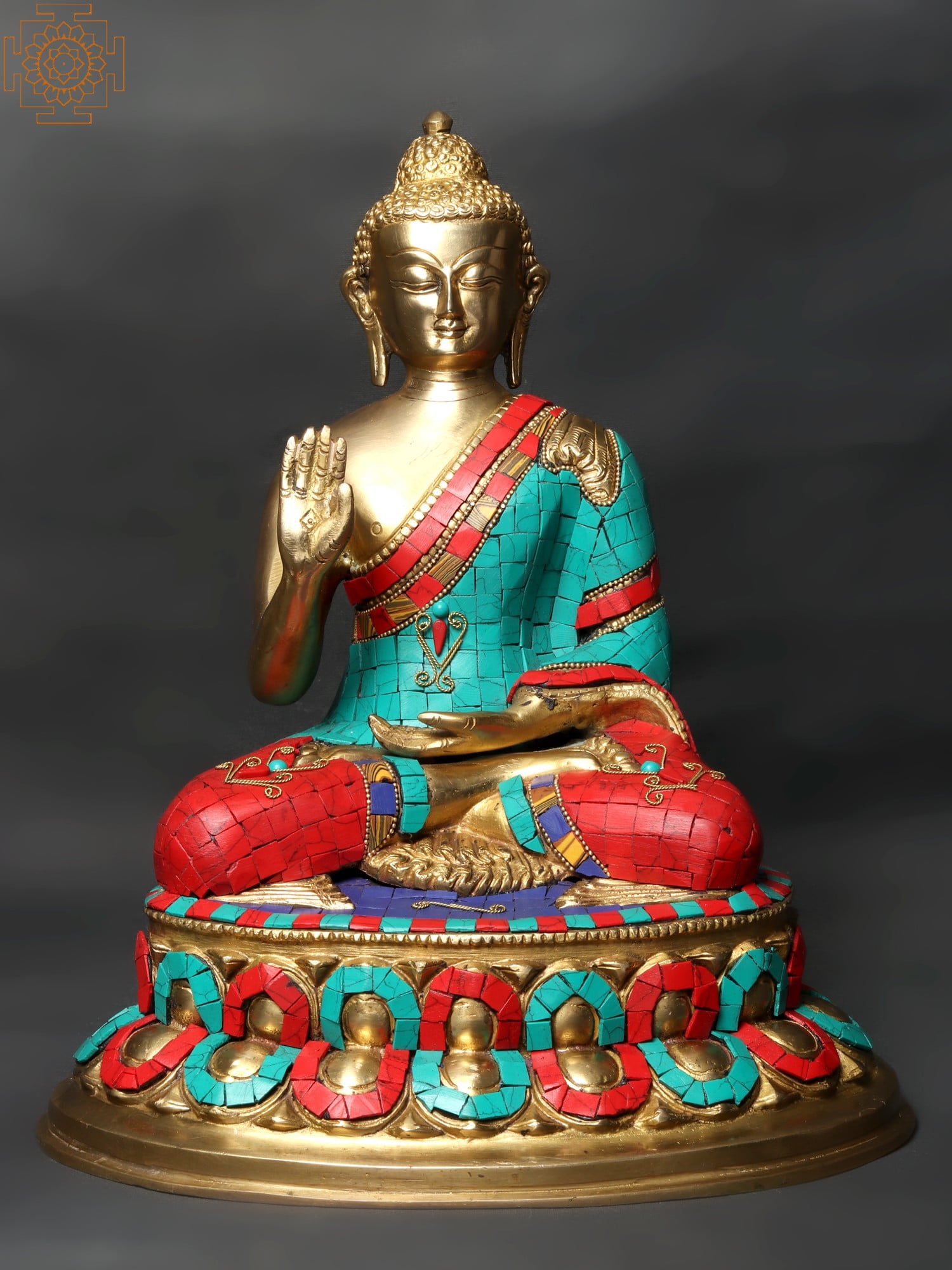 13" Lord Buddha Granting Abhaya (Tibetan Buddhist) In Brass | Handmade ...