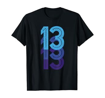 13 Lucky Number 13th Year Birthday Age Sports Team Vintage T-Shirt ...
