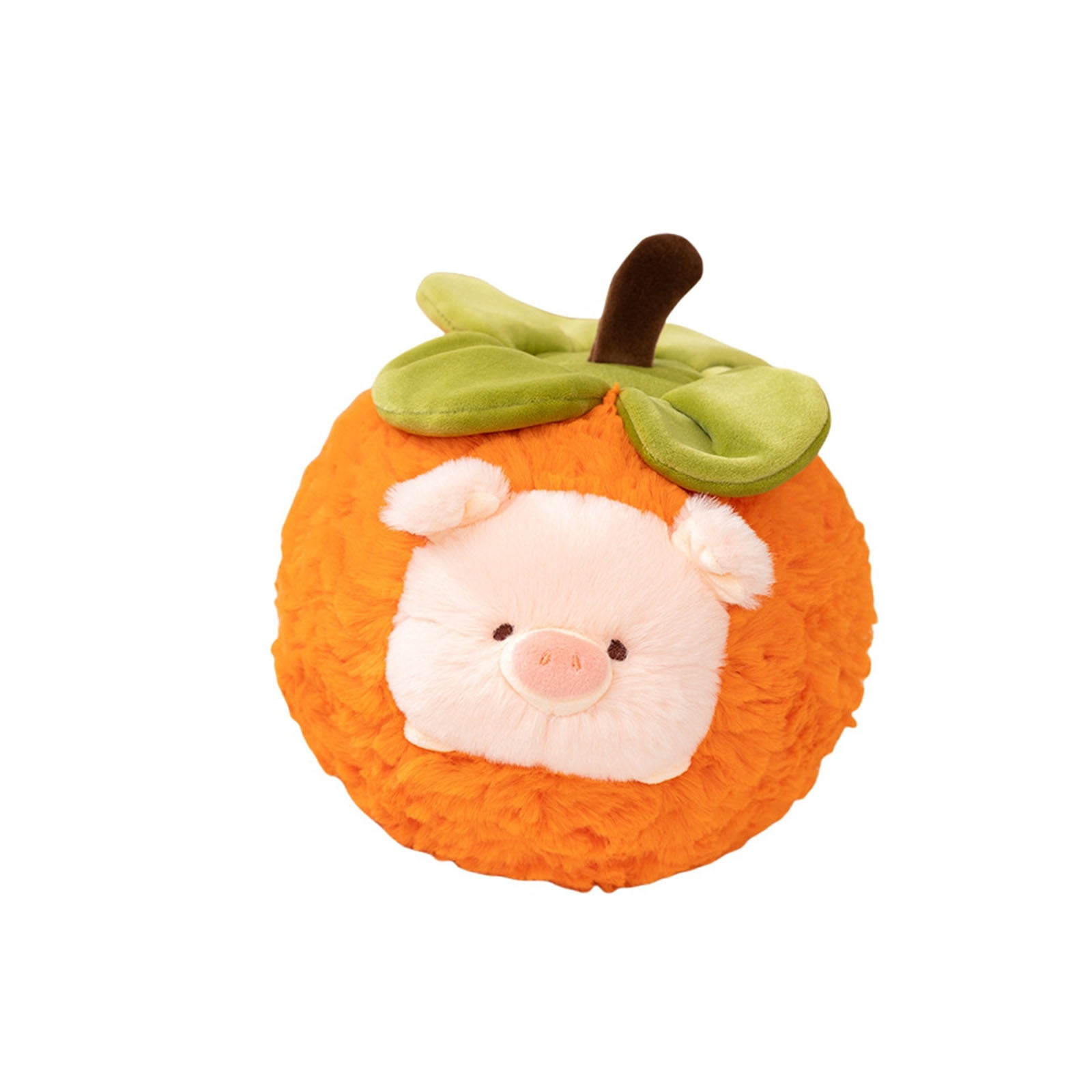 13" Lucky Pig Plush Toy Holding Persimmon, Cute Soft Stuffed Animal Pig ...