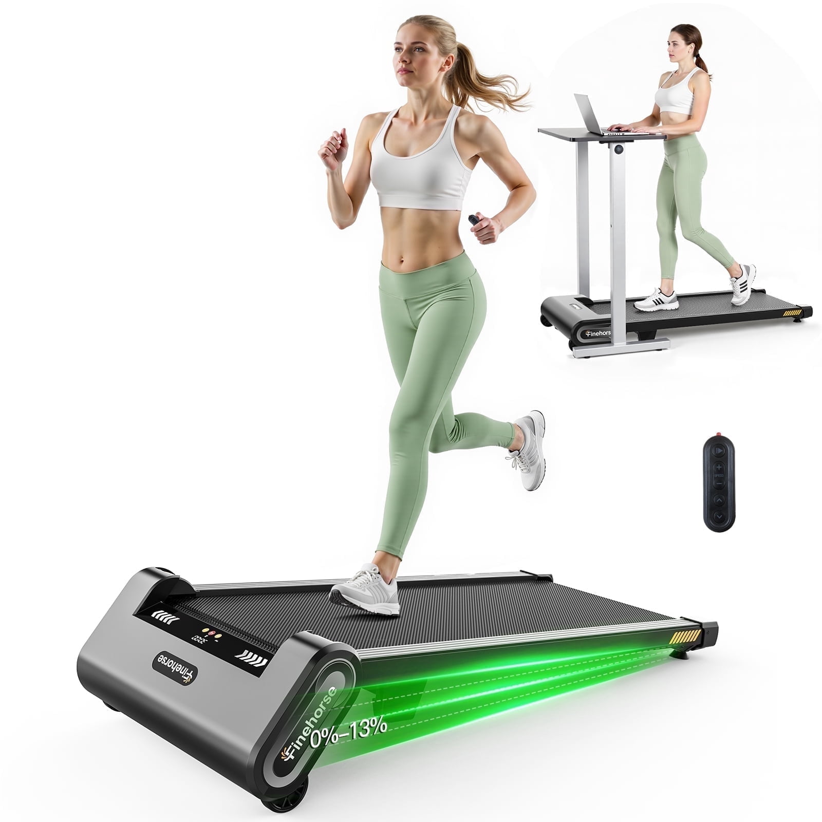 AKLUER 13% Max Auto Incline Walking Pad Treadmill, 6-Level Walking Desk ...