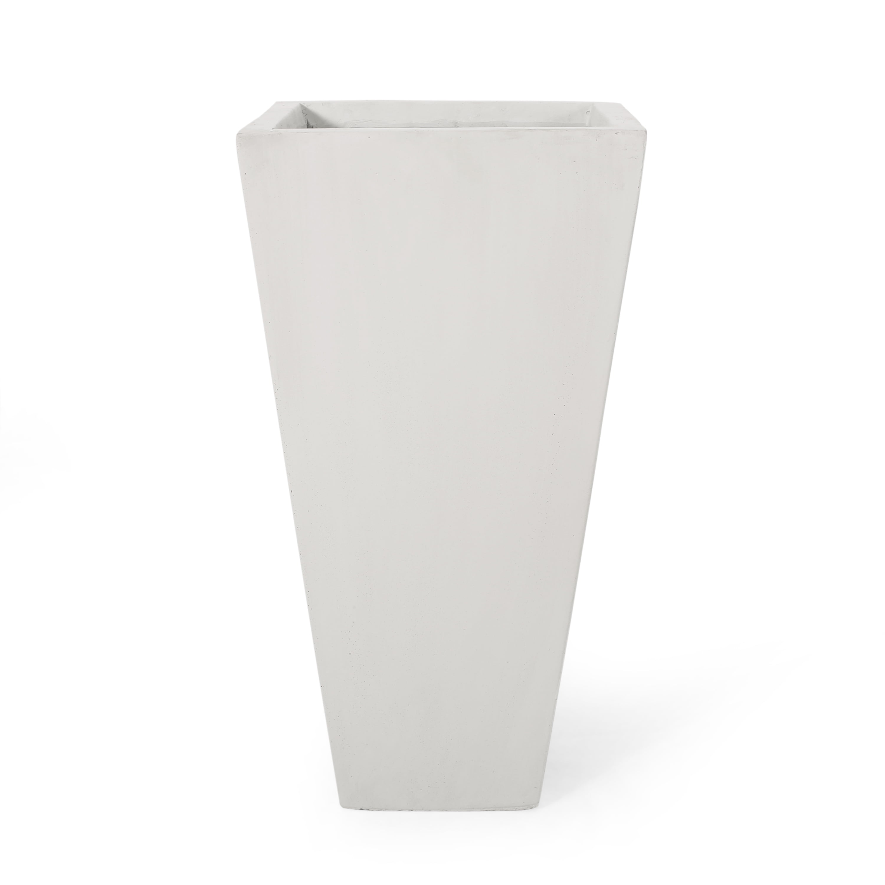 13" Modern MGO Cast Stone Planter, Matte White, Lightweight Concrete ...
