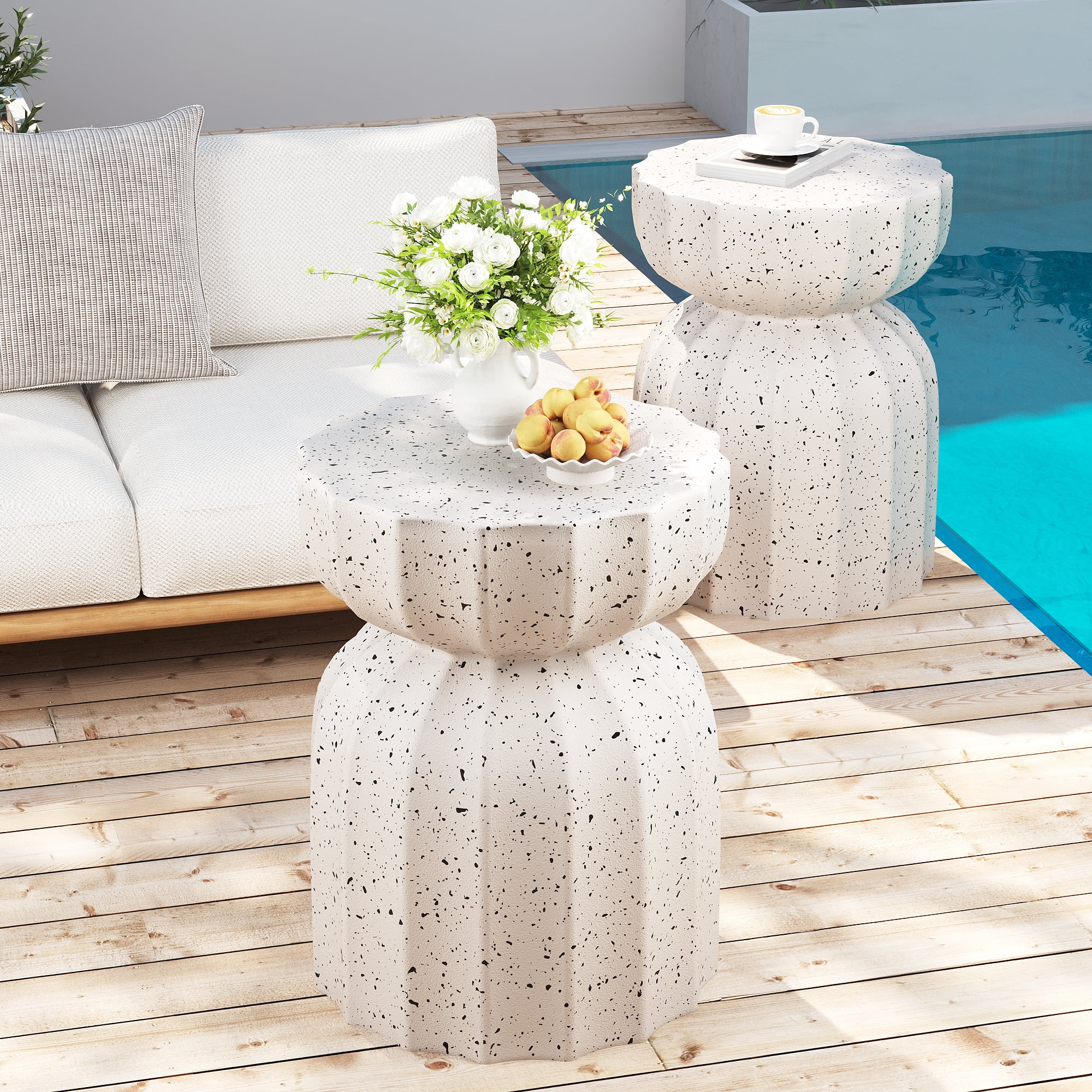 13" Modern Outdoor and Indoor Waterproof Coffee Table and Side Table ...