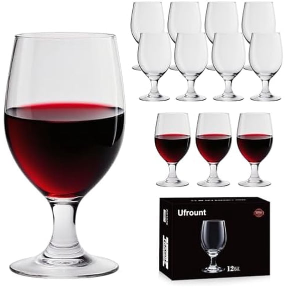 13 OZ Red&White Wine Glasses,Clear Water Goblets Set of 12,Multi ...