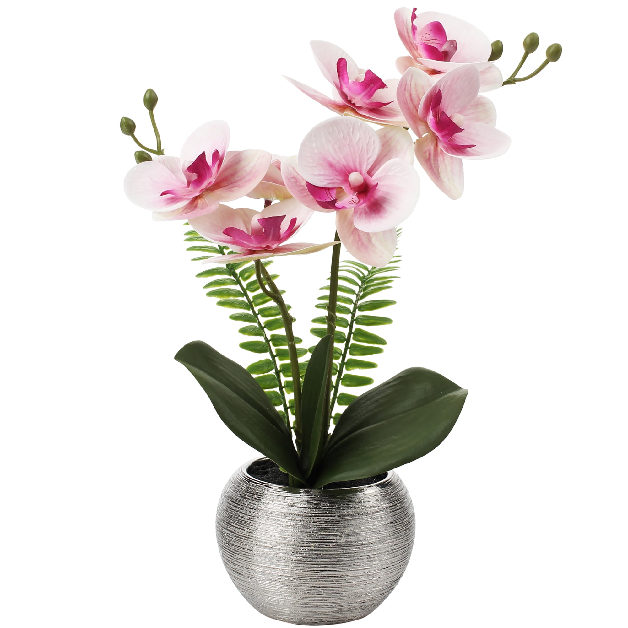 13'' Orchids Artificial Flowers Small Potted Silk Phalaenopsis Fake ...