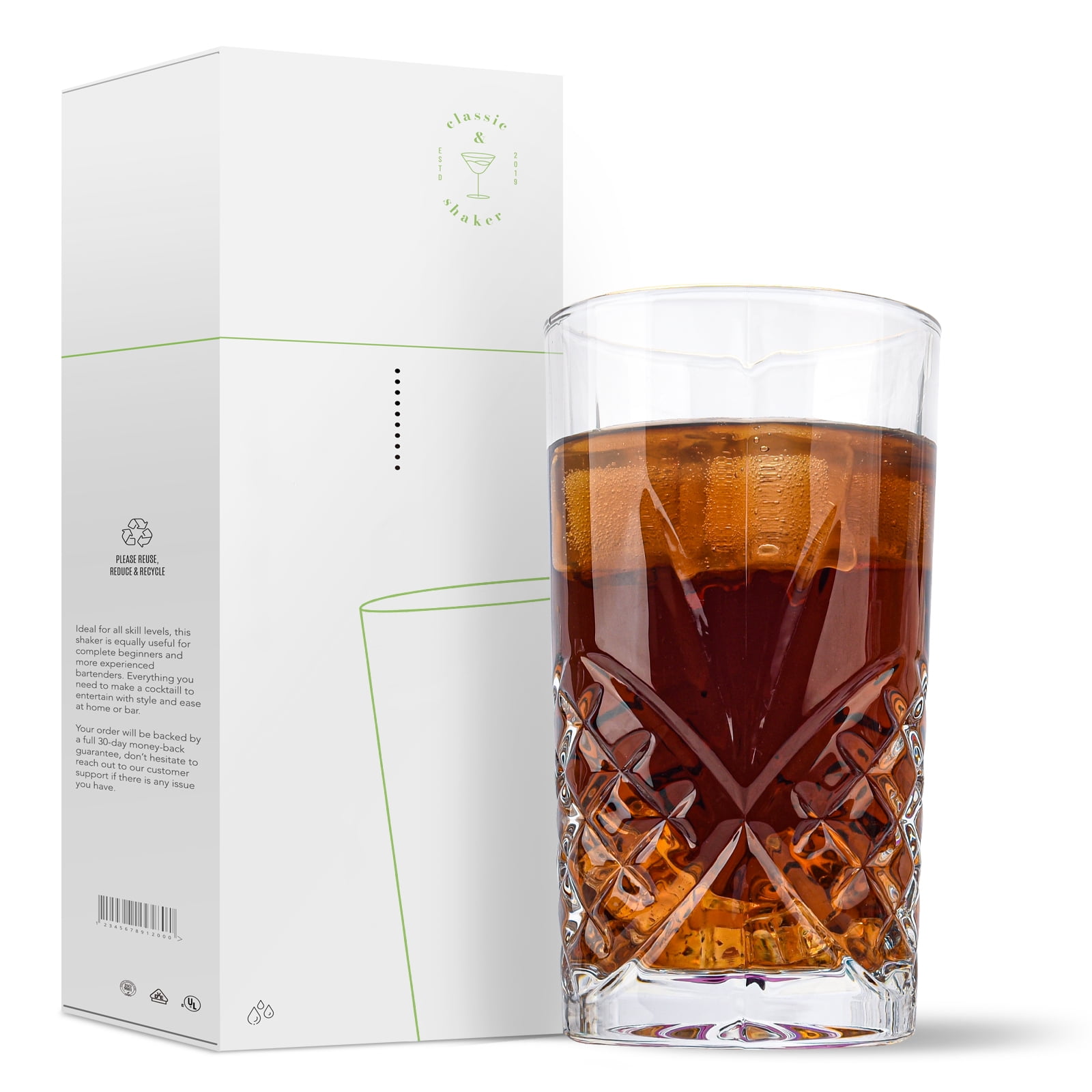 13 Ounces/ 370ml Highball Glasses Set of 6, JOYCEMALL Vintage Style Clear Drinking Glasses Juice ...