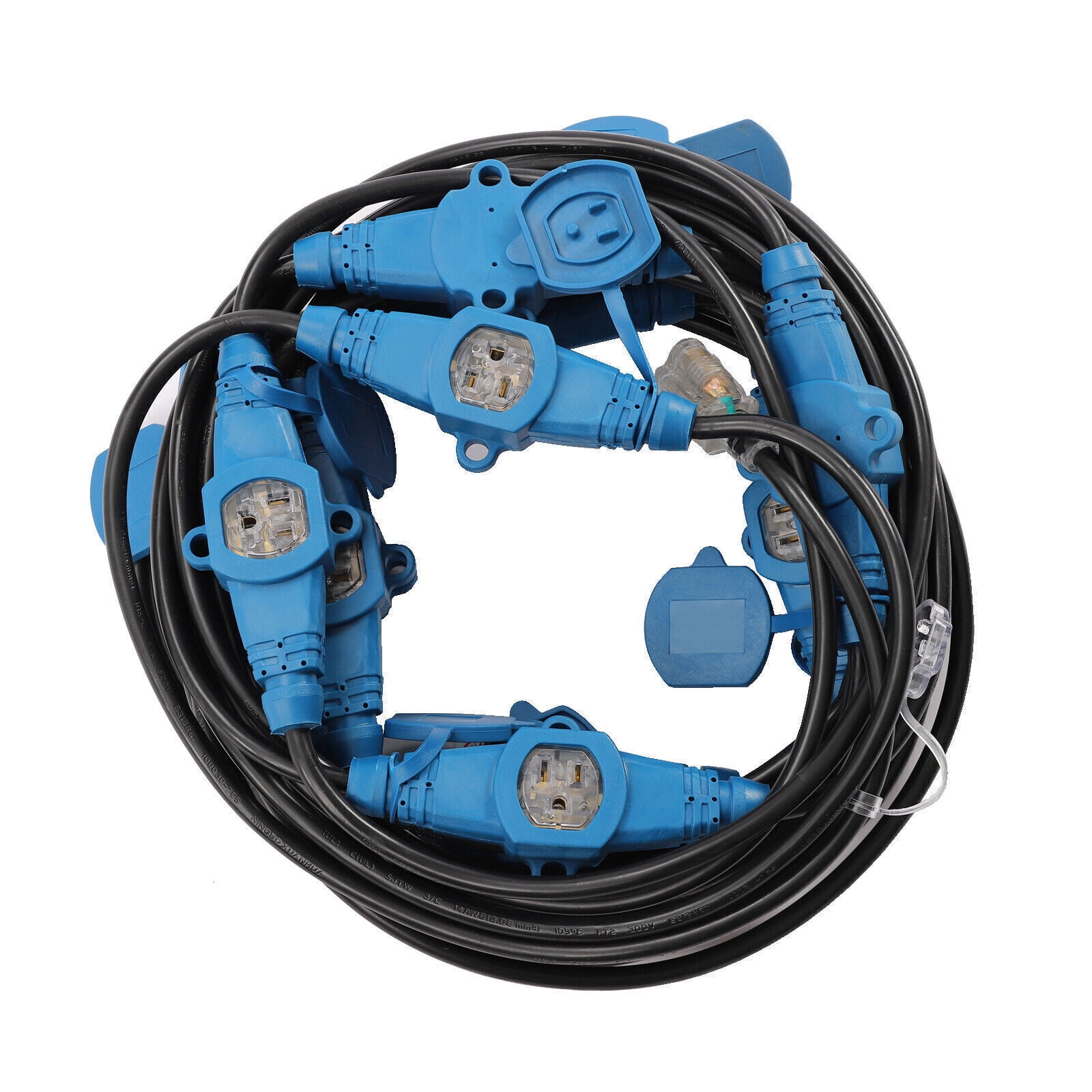 13 Outlets Cord Splitter Power Extension Cord W/ 3-Prong Evenly Spaced ...