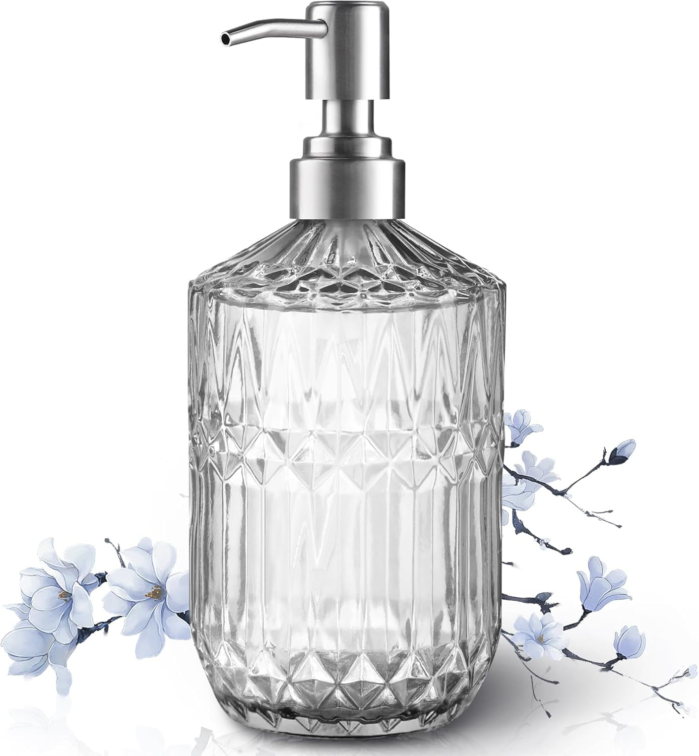 13 Oz Refillable Soap Dispenser, Glass Soap Dispenser for Dispense Hand ...