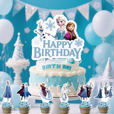 9 PCS Elsa Birthday Party Supplies, Princess Cake Decorations for ...
