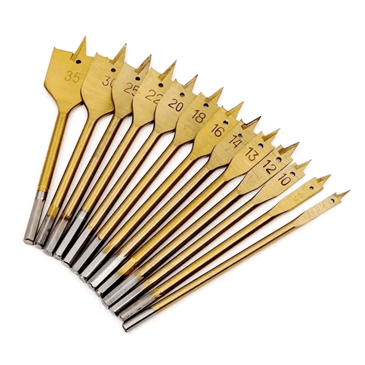 13 PCS Flat Drill Bit Set Woodworking Titanium-Plated Electric Special ...