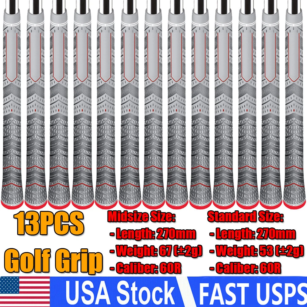 13 PCS Golf Grip Golf Club Grips Gray Rubber Anti-Slip Grip Midsize 60R ...