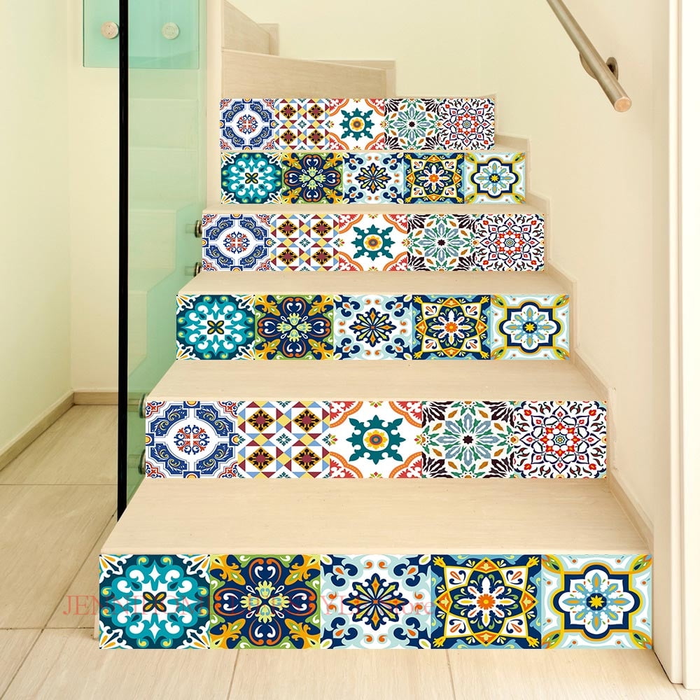 13 PCS Landscape Staircase Upholstery Stairway Decal Stickers Self ...