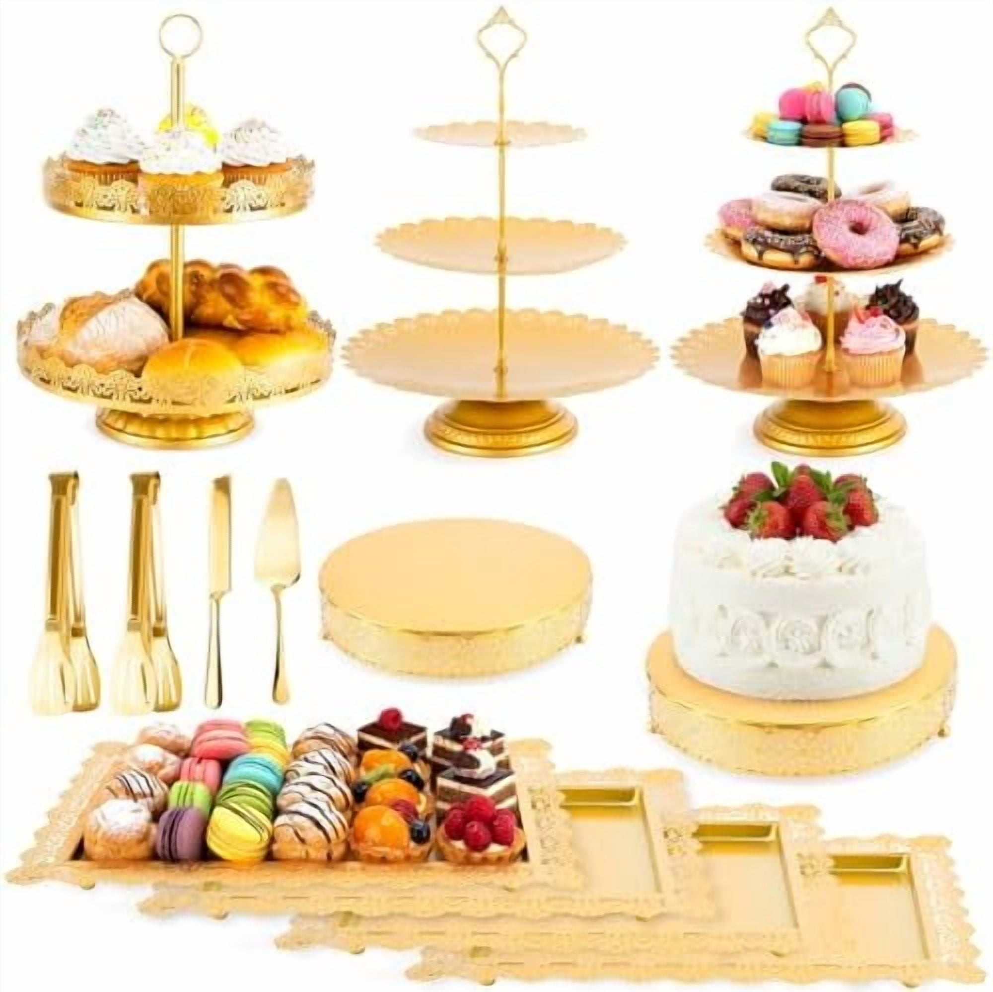 13 PCS Metal Cake Stand Set - Cupcake Stands, Cake Holder, Cookie Tray ...