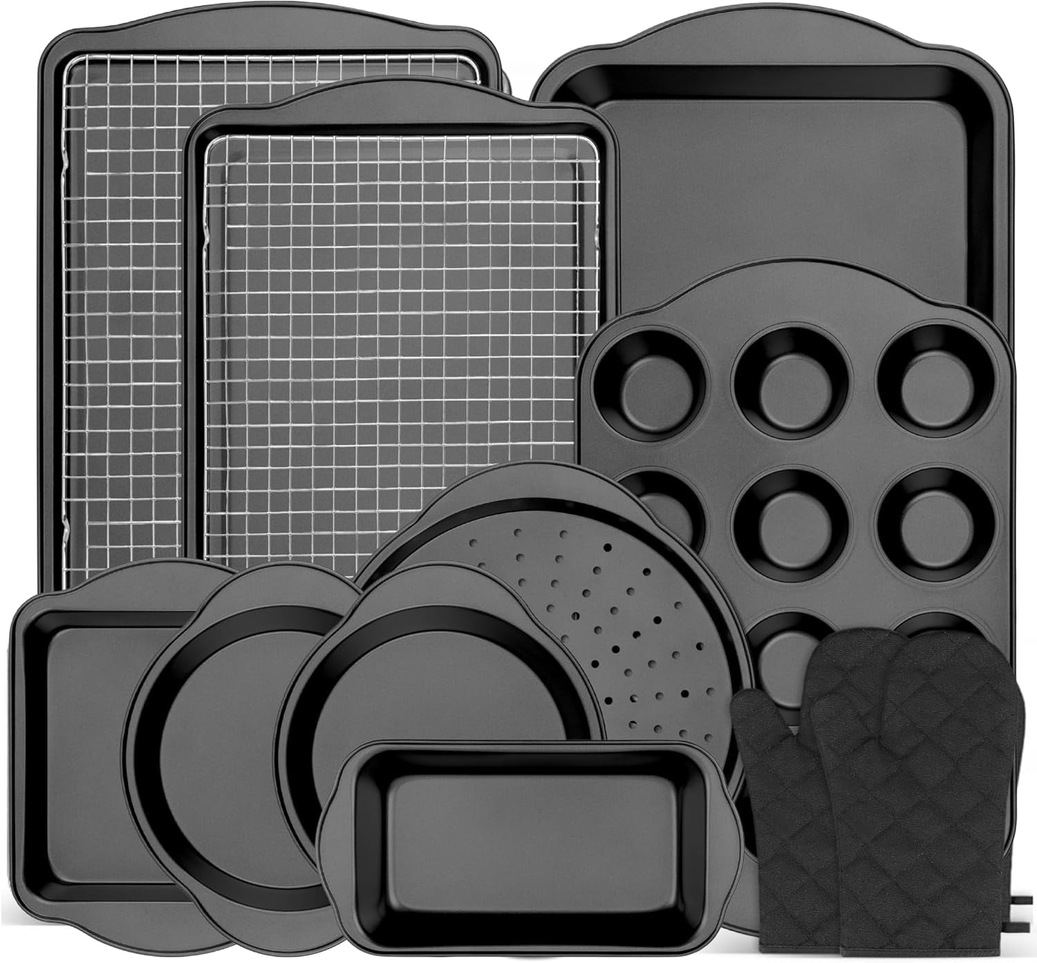 13 PCS Nonstick Bakeware Set - Carbon Steel Baking Pans Set with Dual ...