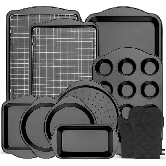 13 PCS Nonstick Bakeware Set - Carbon Steel Baking Pans Set with Dual ...