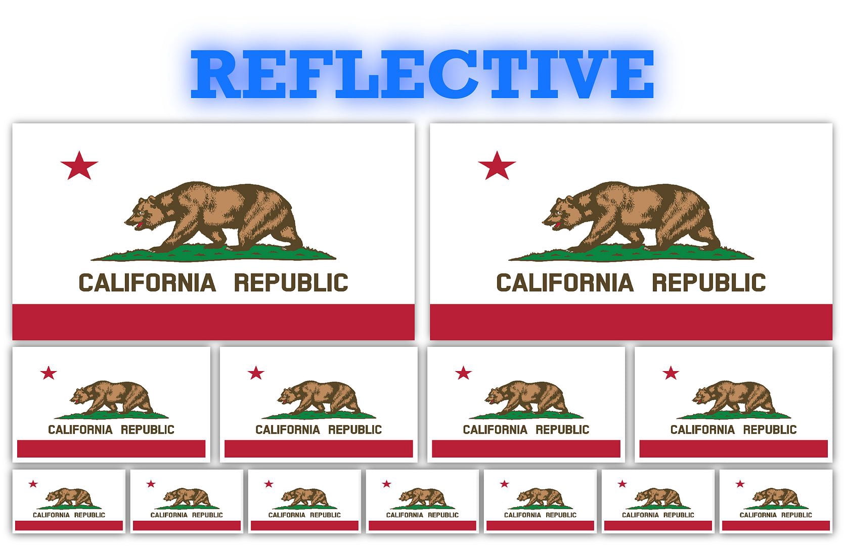 13 Pack California Flags | (x2) 4x2 inch, (x4) 2x1 inch, (x7) 1x.5 inch ...