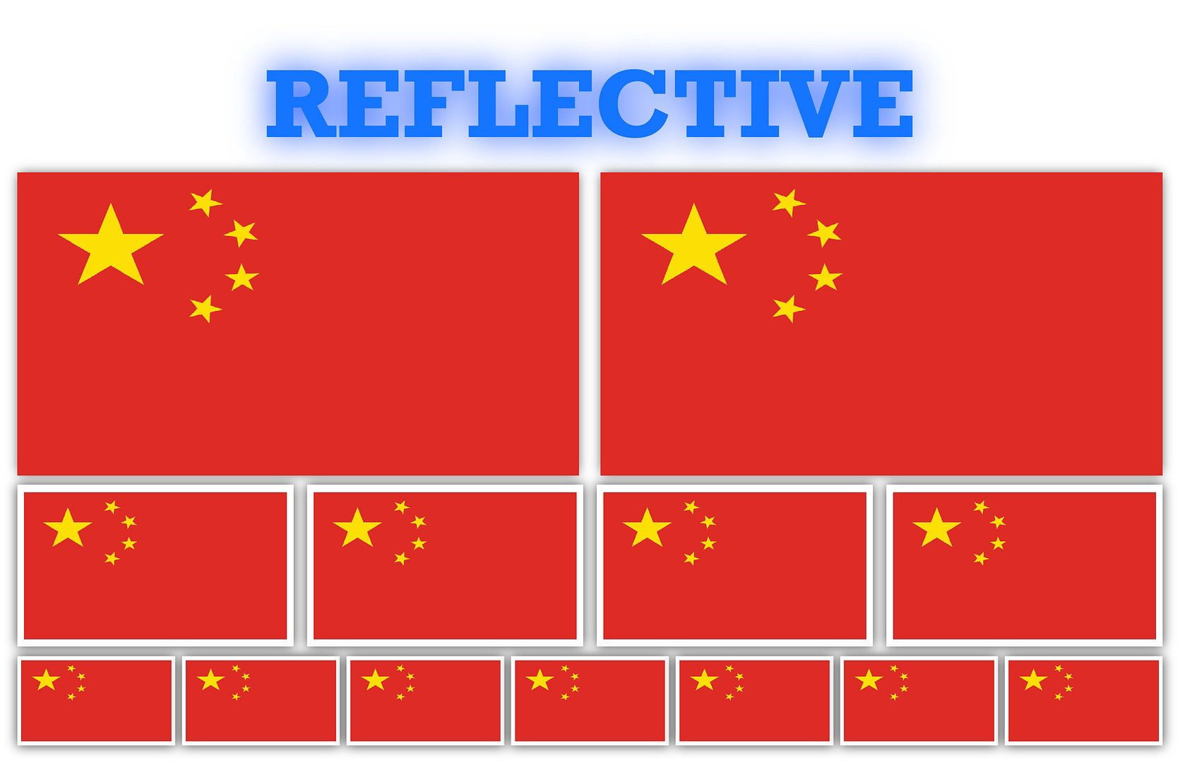 13 Pack China Flags | (x2) 4x2 inch, (x4) 2x1 inch, (x7) 1x.5 inch flag ...