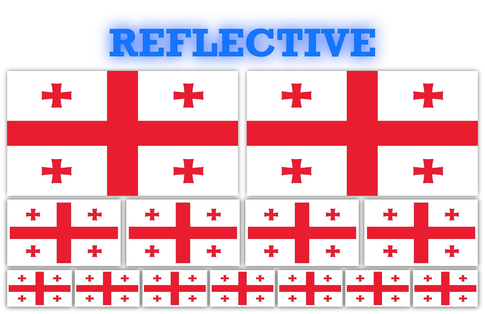 13 Pack Georgia Country Flags | (x2) 4x2 inch, (x4) 2x1 inch, (x7) 1x.5 ...