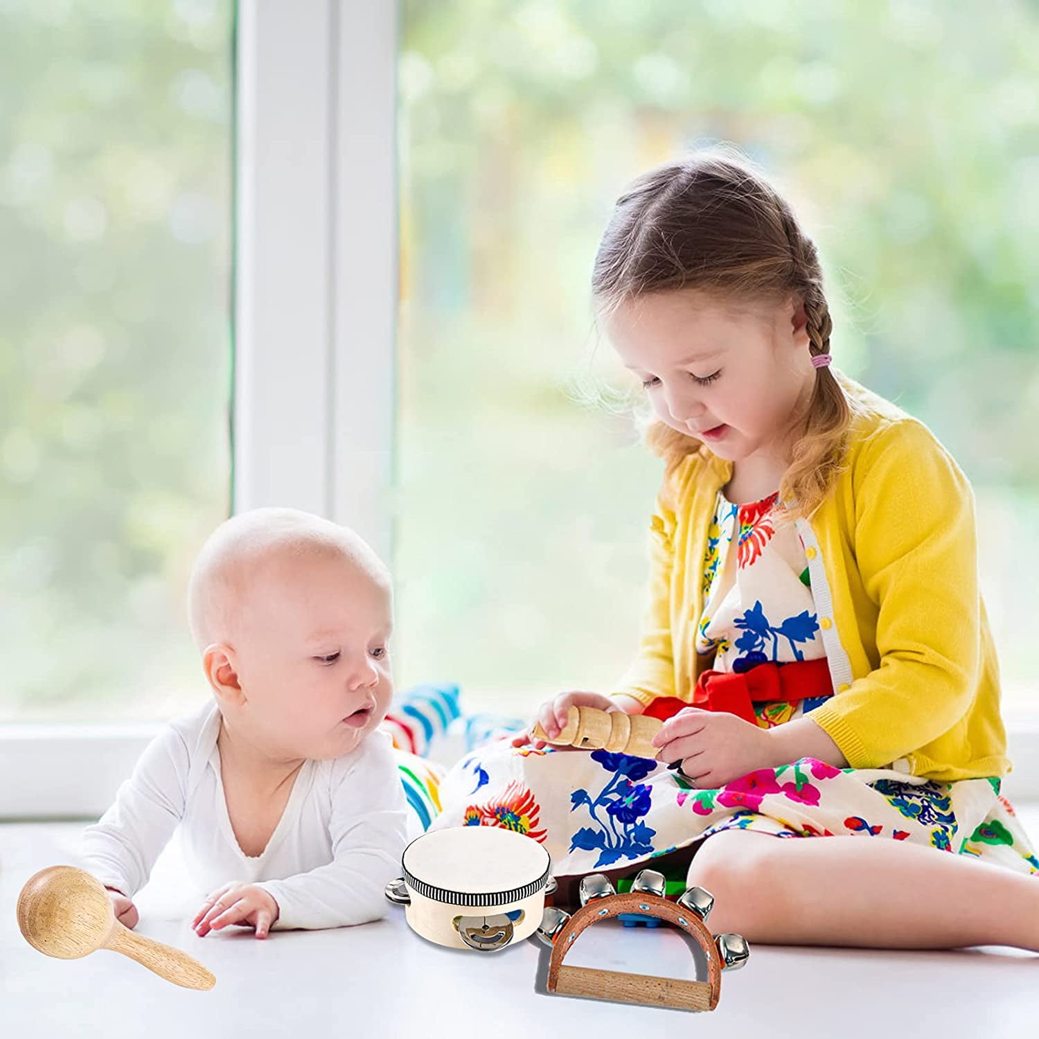 13 Pack Kids Musical Instrument Set, Wooden Toddler Percussion Toy for ...