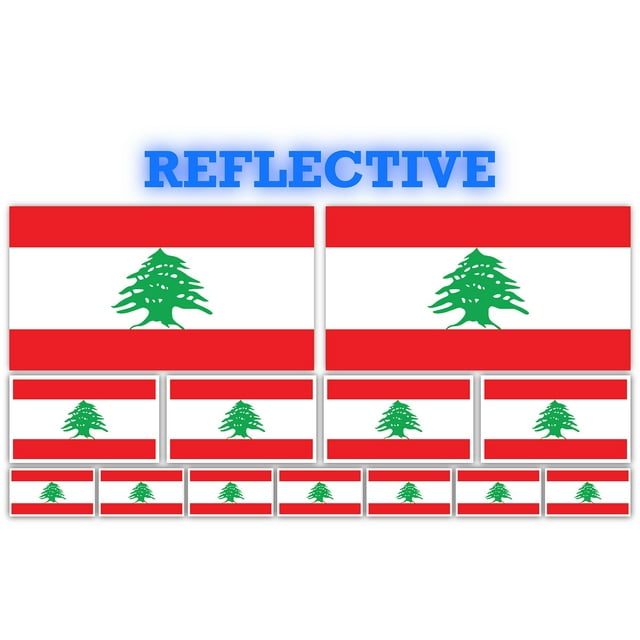 13 Pack Lebanon Flags | (x2) 4x2 inch, (x4) 2x1 inch, (x7) 1x.5 inch ...