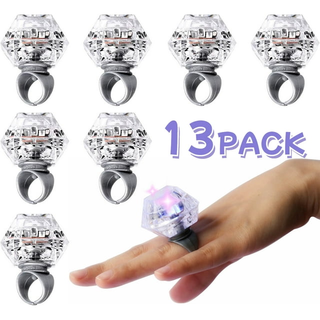 13 Pack LED Light Up Rings, Flashing Diamond Toys for Women, Wedding ...