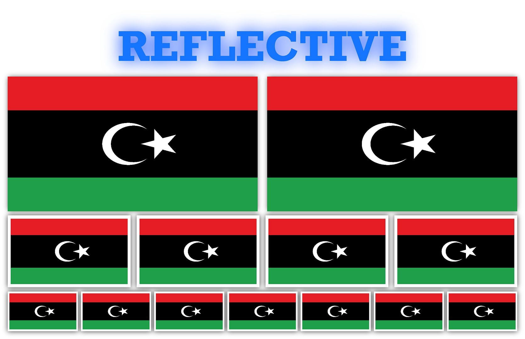 13 Pack Libya Flags | (x2) 4x2 inch, (x4) 2x1 inch, (x7) 1x.5 inch flag ...