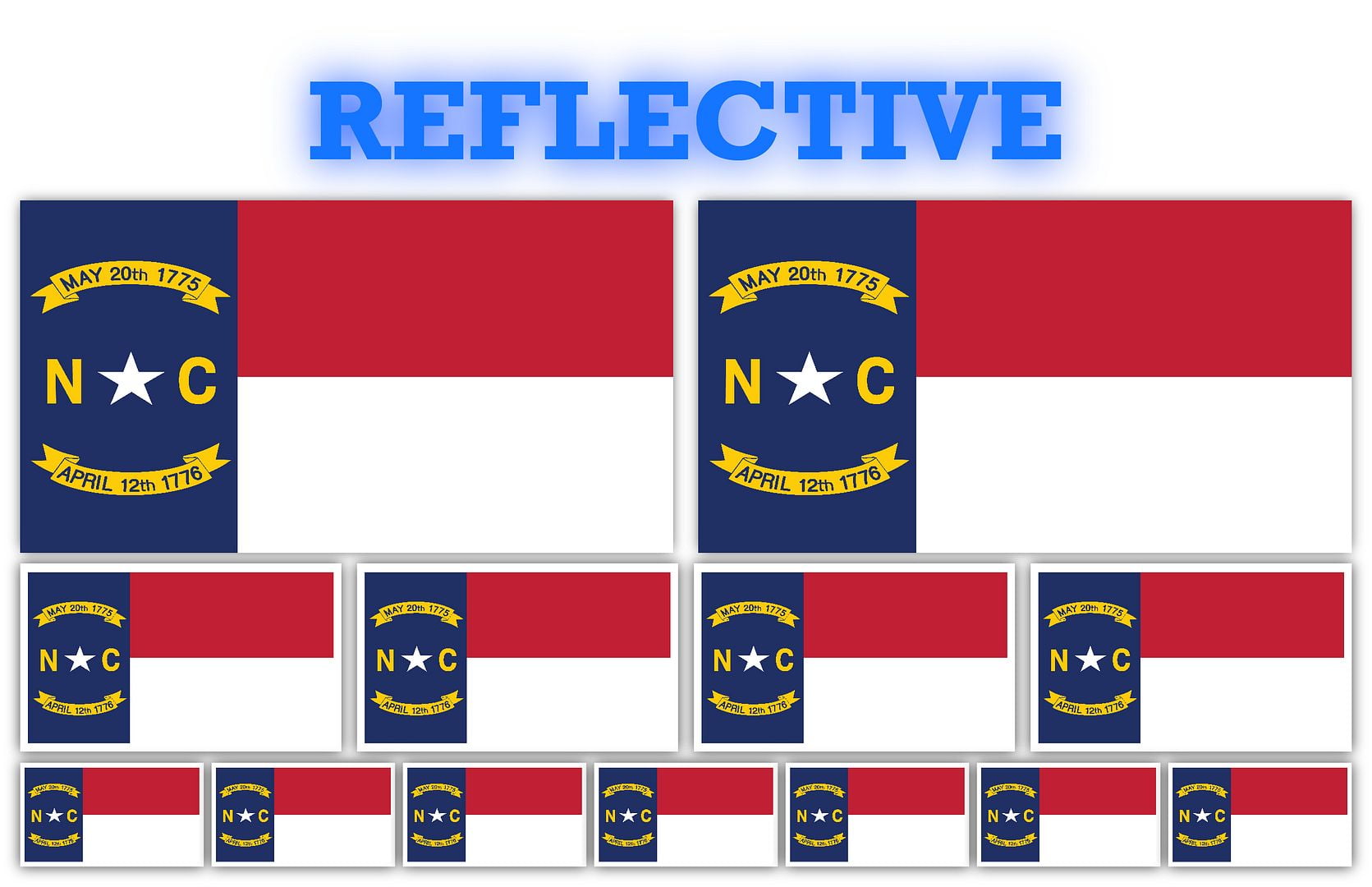 13 Pack North Carolina Flags | (x2) 4x2 inch, (x4) 2x1 inch, (x7) 1x.5 ...