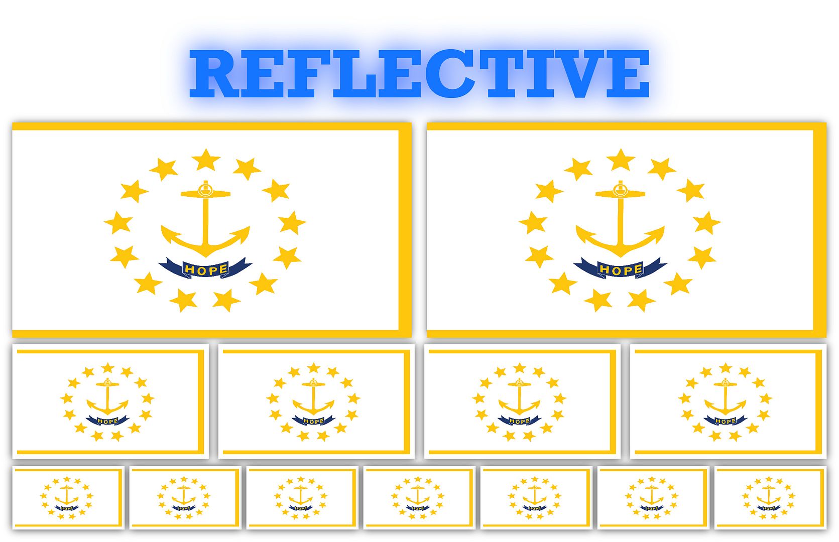 13 Pack Rhode Island Flags | (x2) 4x2 inch, (x4) 2x1 inch, (x7) 1x.5 ...