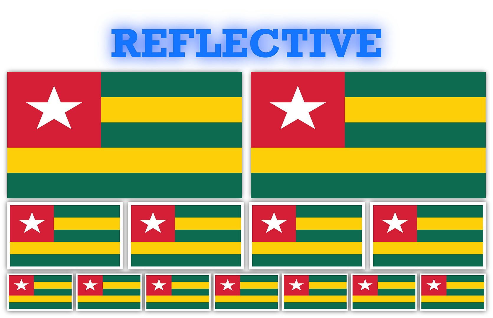 13 Pack Togo Flags | (x2) 4x2 inch, (x4) 2x1 inch, (x7) 1x.5 inch flag ...