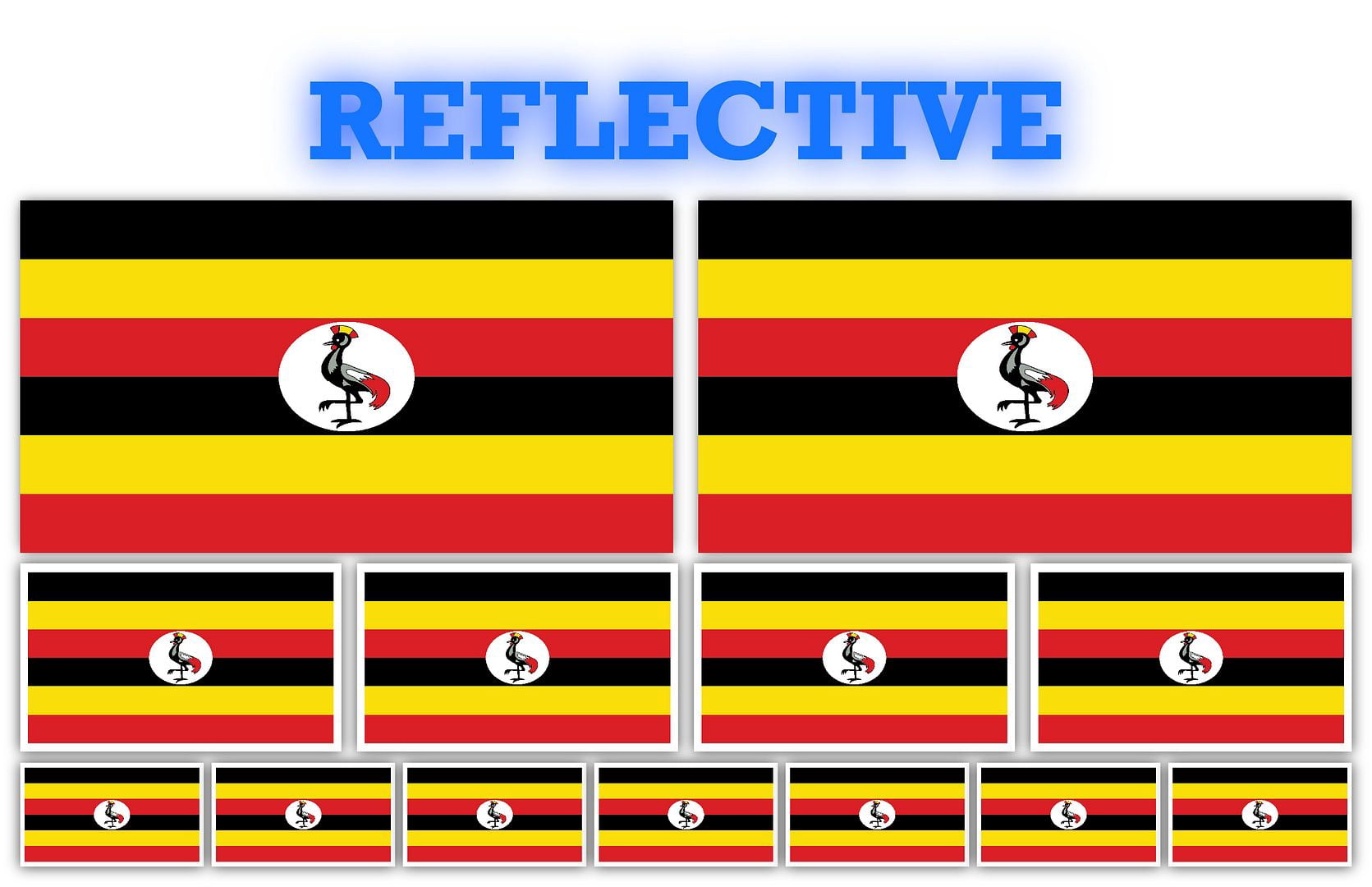 13 Pack Uganda Flags | (x2) 4x2 inch, (x4) 2x1 inch, (x7) 1x.5 inch ...