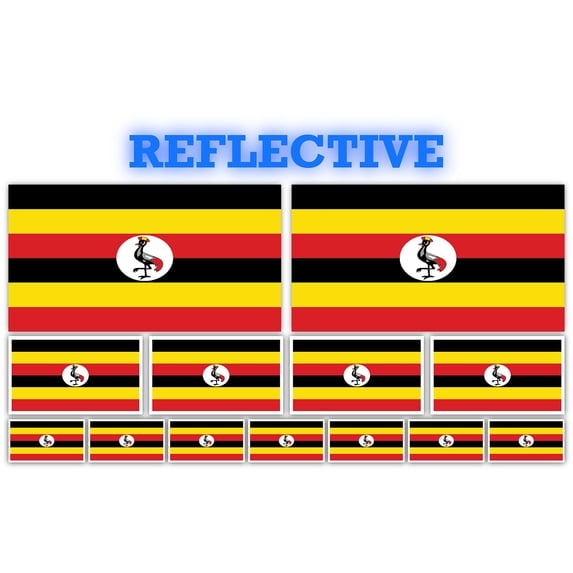 13 Pack Uganda Flags | (x2) 4x2 inch, (x4) 2x1 inch, (x7) 1x.5 inch ...