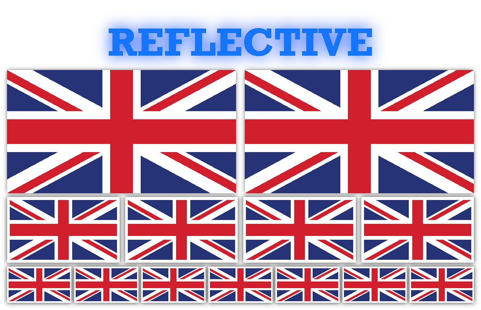 13 Pack United Kingdom Flags | (x2) 4x2 inch, (x4) 2x1 inch, (x7) 1x.5 ...