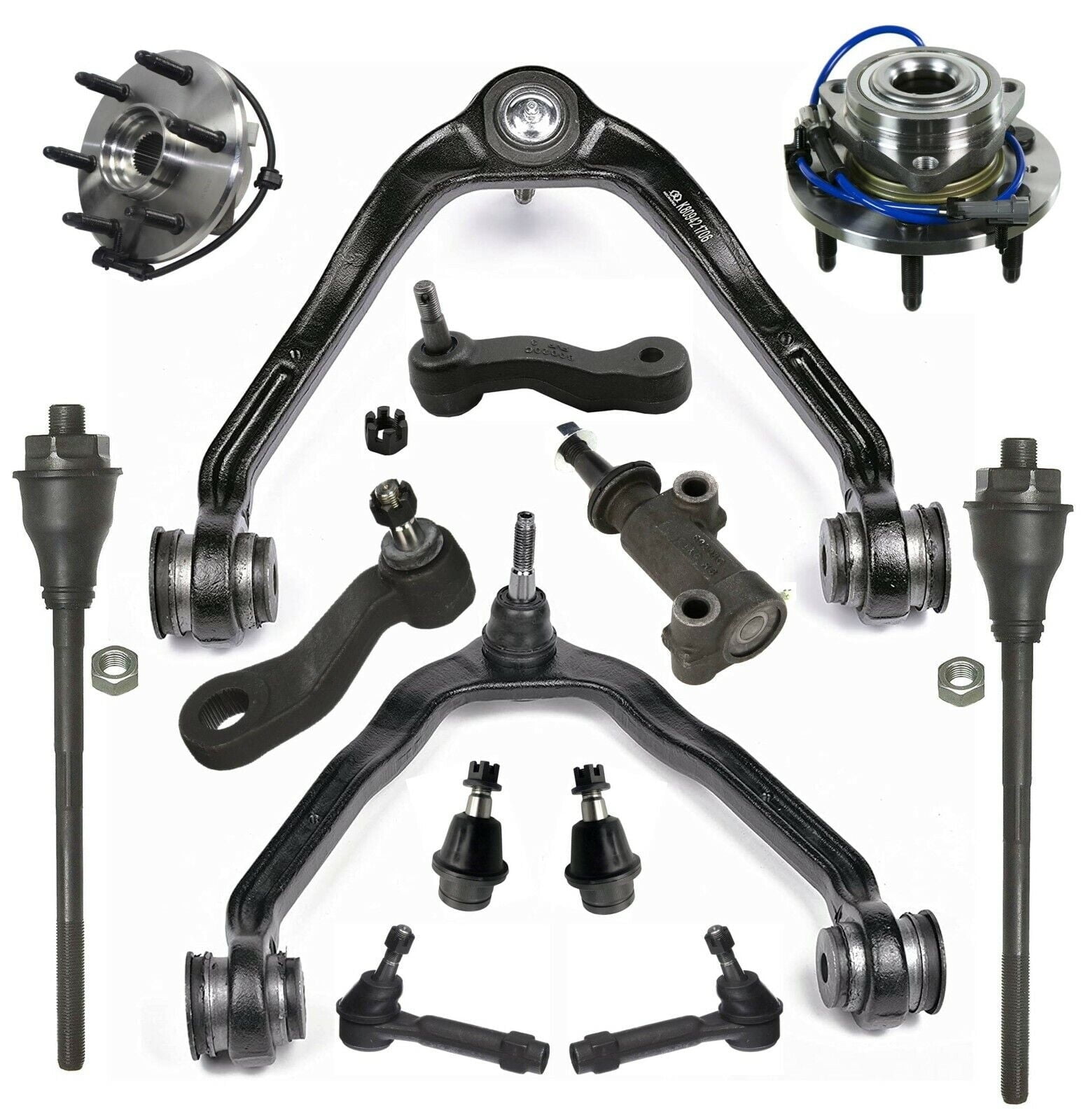 13 Pc Suspension Kit Inner and Outer Tie Rod, Control Arms & Ball ...