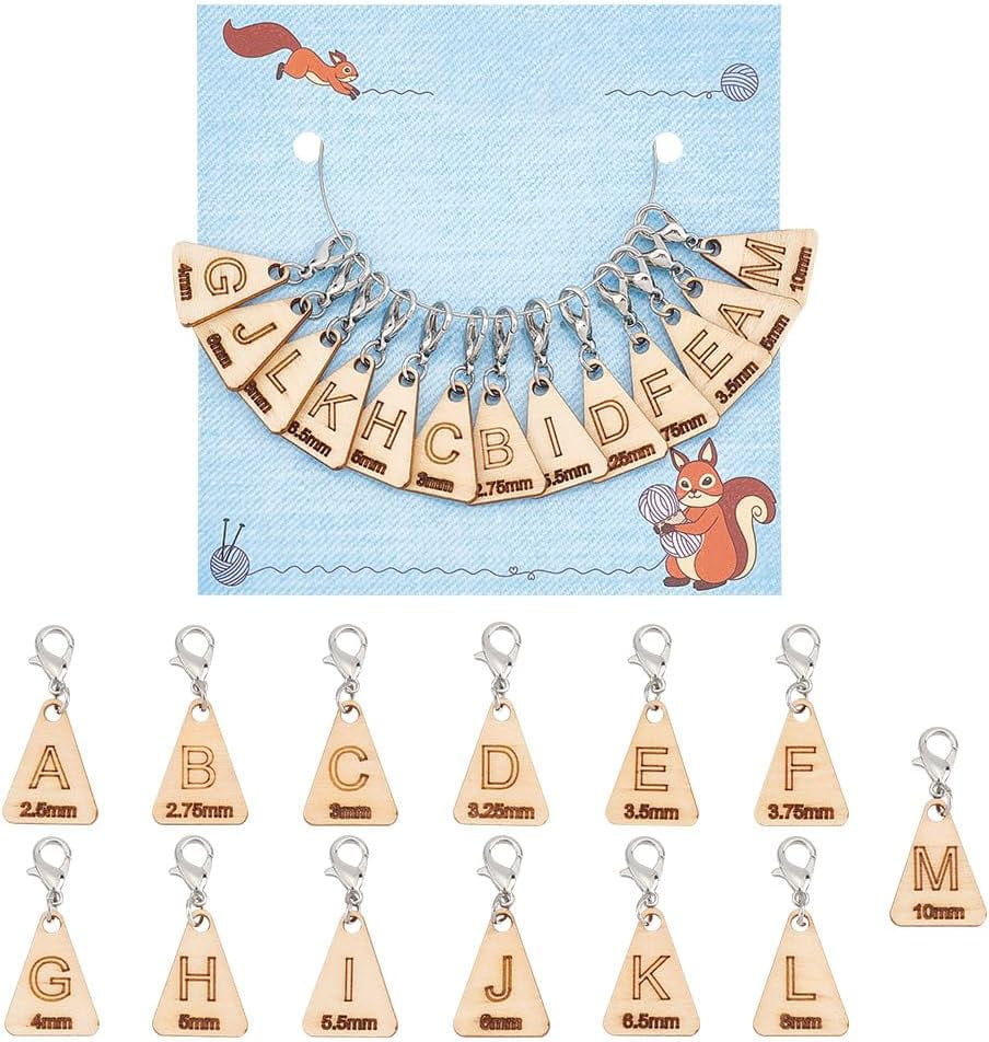 13 Pcs 13 Styles Wood Triangle Stitch Markers Wooden Letters Crochet ...