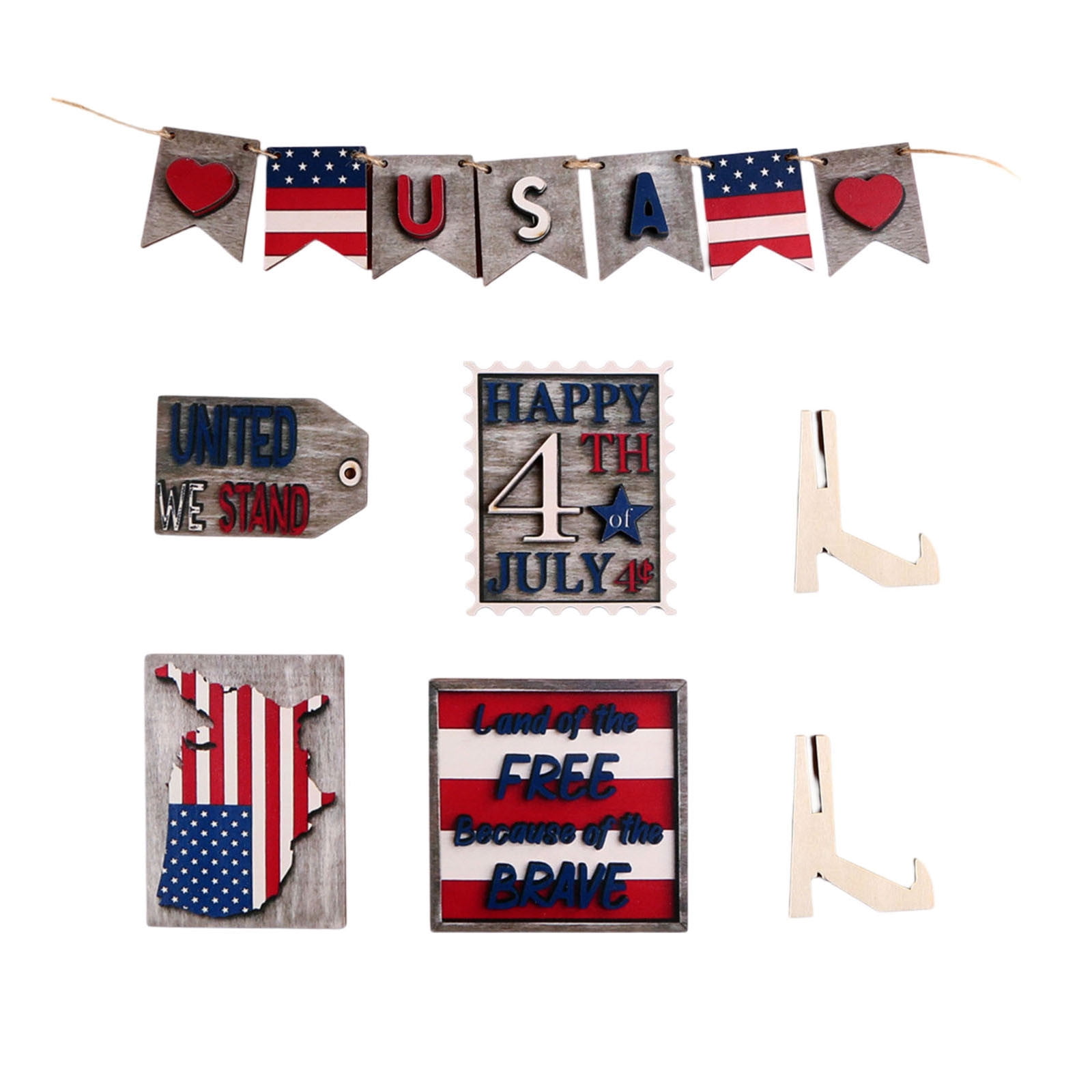 13 Pcs 4th of July Tiered Tray Decor Set - Patriotic Table Centerpiece ...