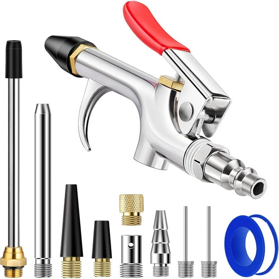 13 Pcs Air Nozzle Blow Kit, 2-Way Connection Air Blower with 1/4 IN ...