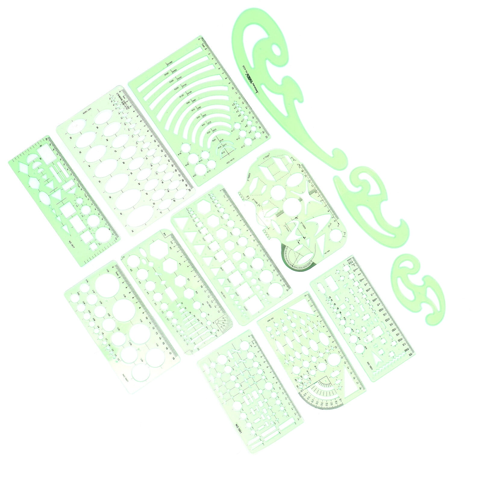 13 Pcs Architectural Drawing Template Geometric Rulers Plastic Painting ...