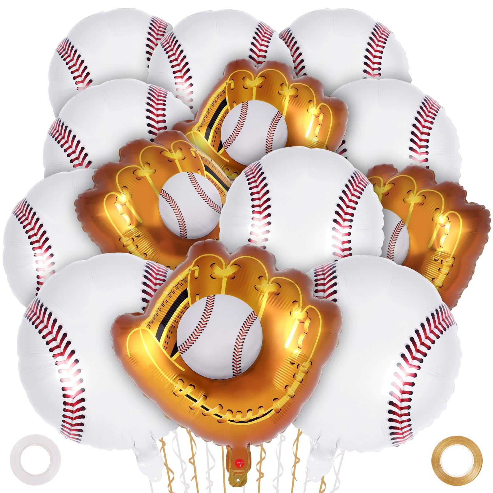 13 Pcs Baseball Balloons,20 Inch Baseball Glove Foil Mylar Balloons,Baseball Themed Party ...