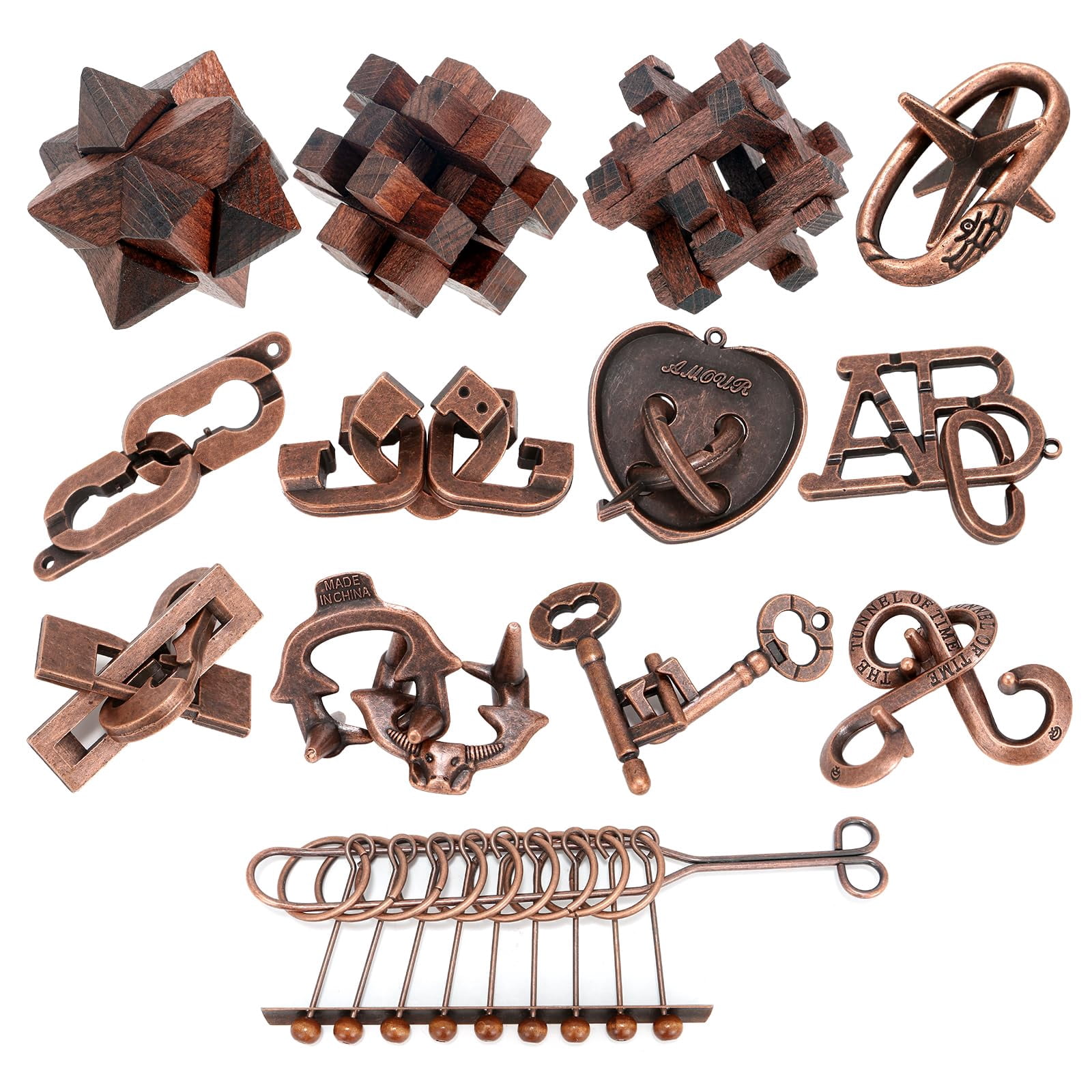 13 Pcs Brain Teaser TMA2 Puzzles for Adults Teens - Metal Puzzles 3D ...