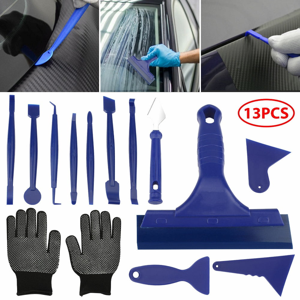 13 Pcs Car Window Tint Wrap Film Vinyl Cutting Gloves Squeegee Scraper ...