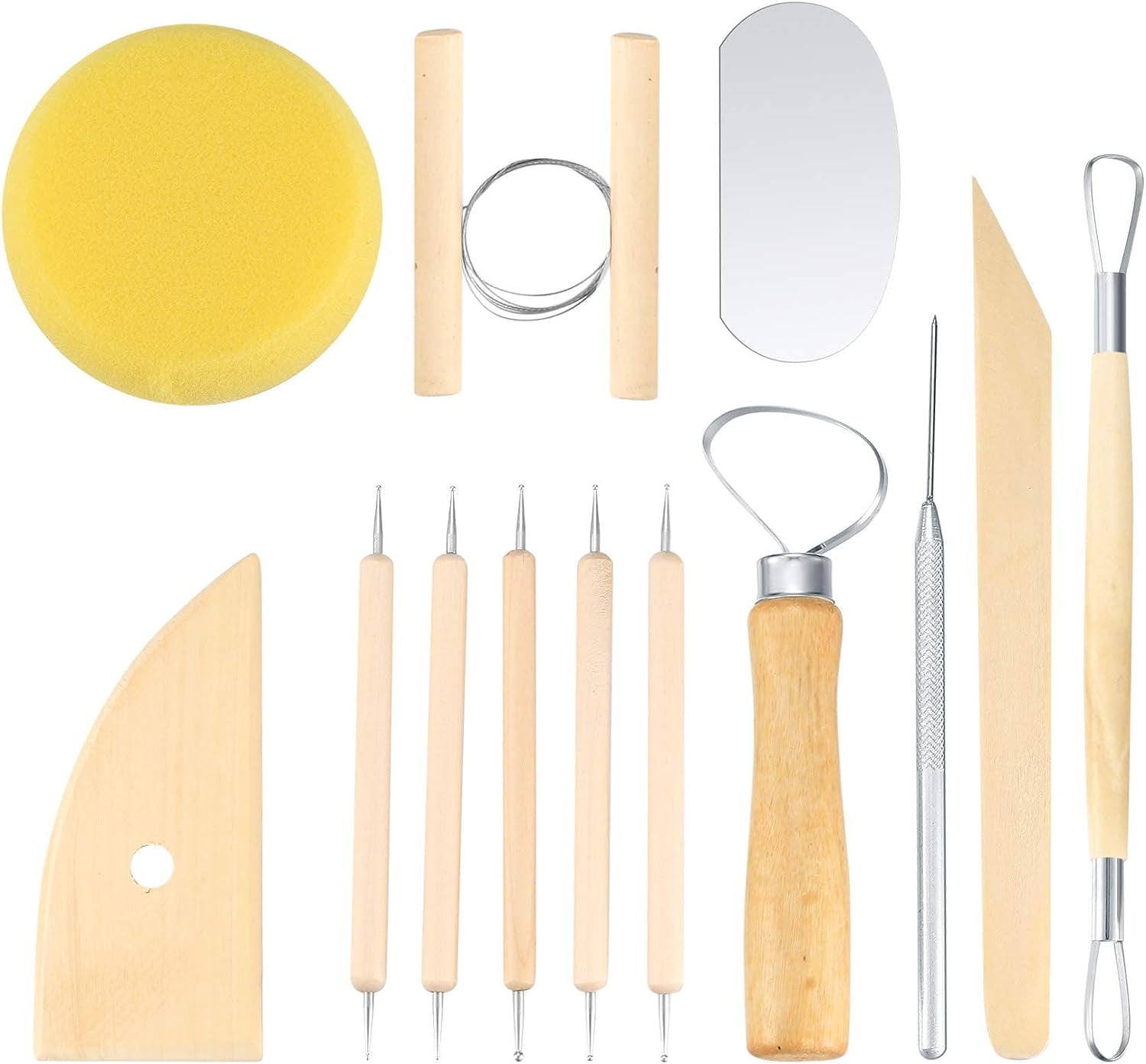 13 Pcs Ceramic Clay Tools Set, Wooden Metal Pottery Clay Sculpting ...