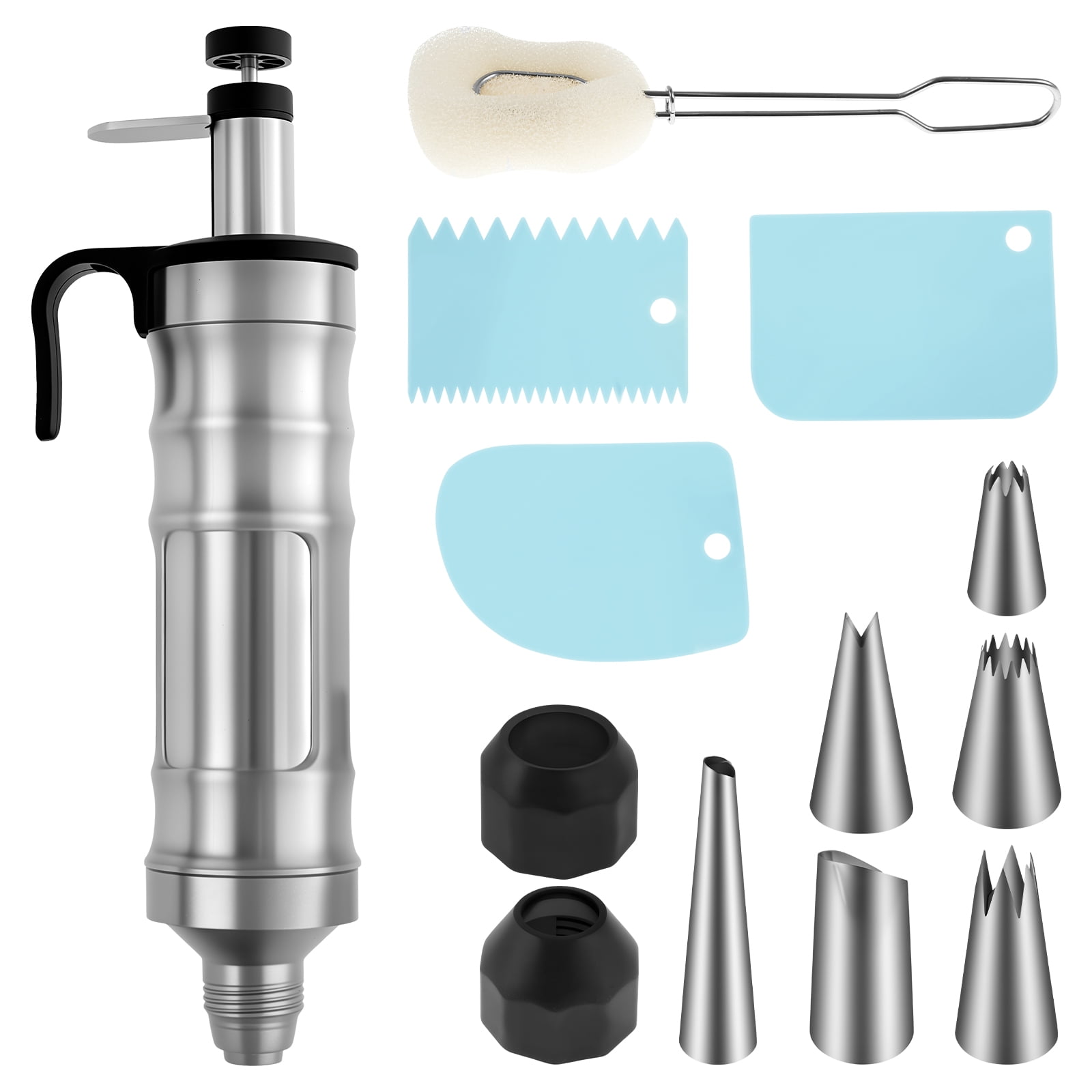 13 Pcs Dessert Decorating Syringe Set with 6 Nozzles 3 Cream Scrapers ...
