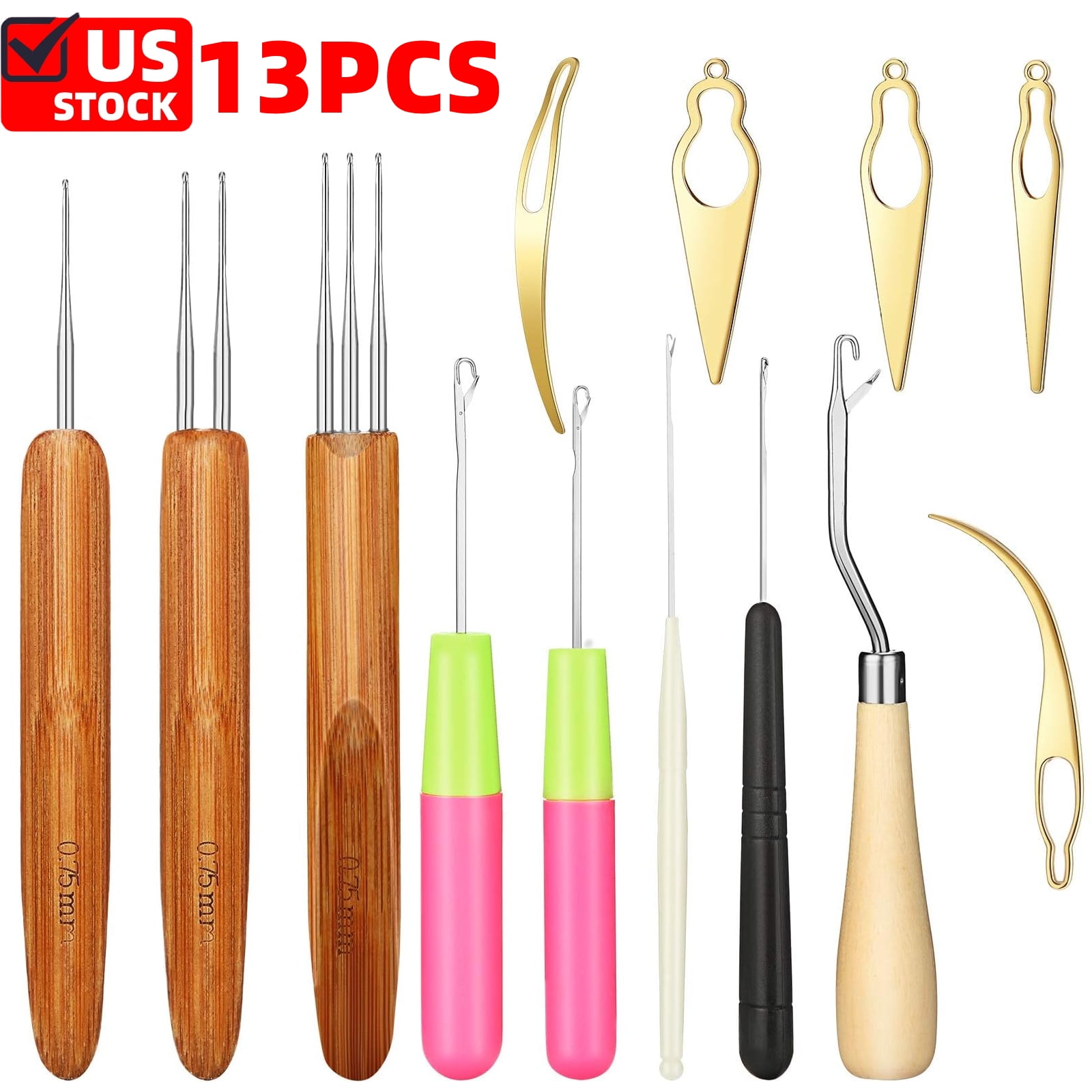 13 Pcs Dreadlocks Tool Set Includes 5 Latch Hook Crochet Needles, 3 ...