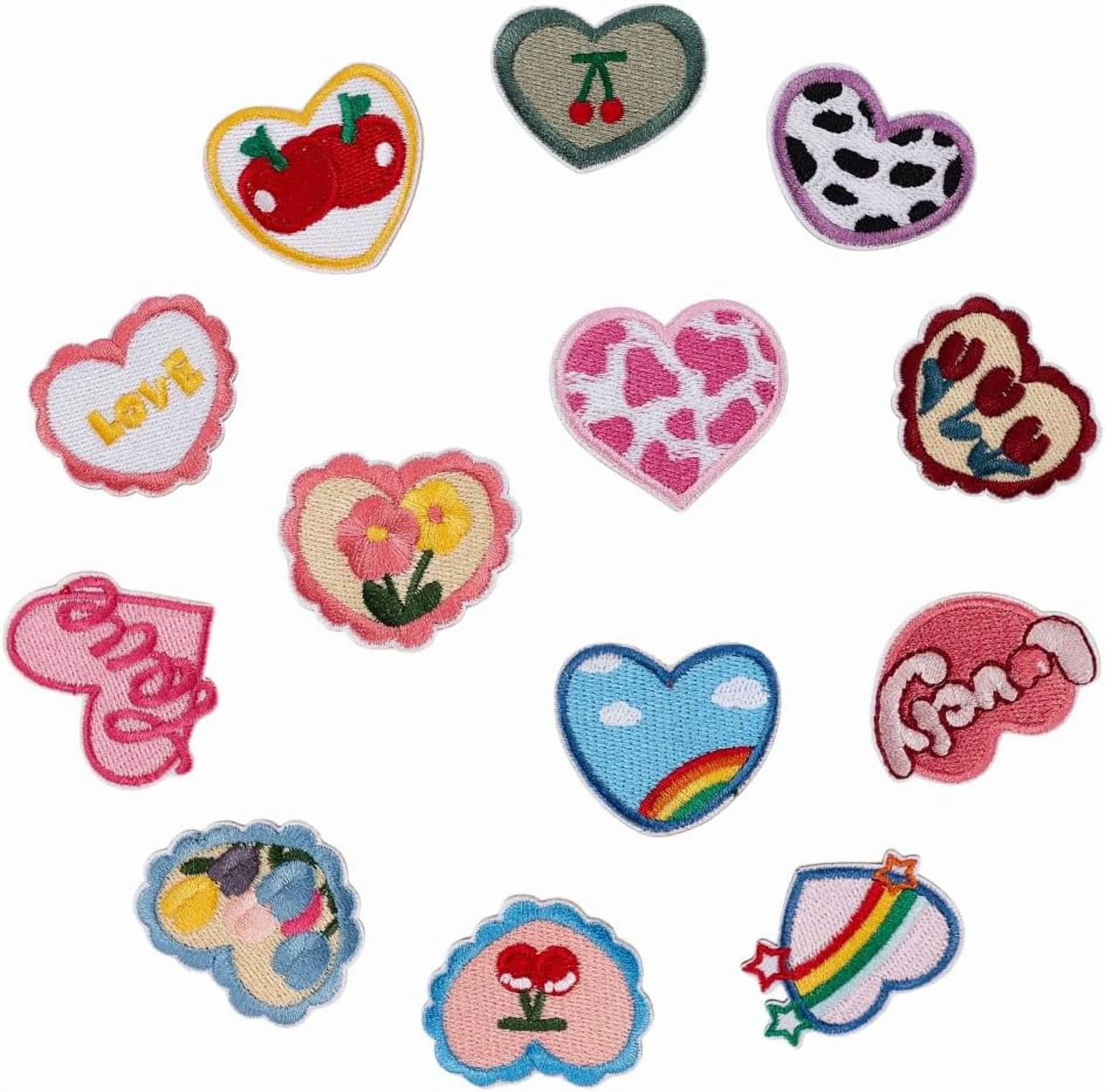 13 Pcs Embroidered Self-Adhesive Heart Patches Sew On Clothing ...