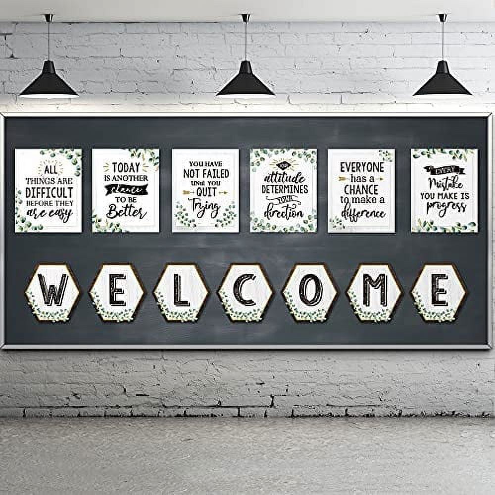 13 Pcs Eucalyptus Bulletin Board Posters Classroom Motivational Green ...
